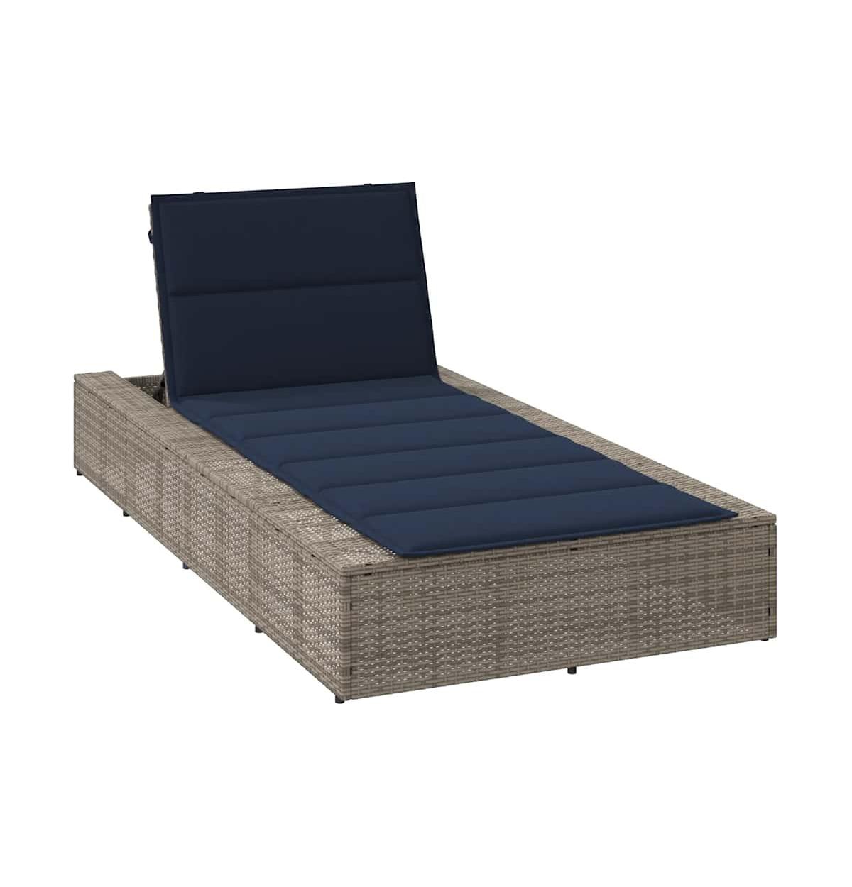 Click here for vidaXL Patio Sunbed Grey Pe Rattan Standard Adjust... prices