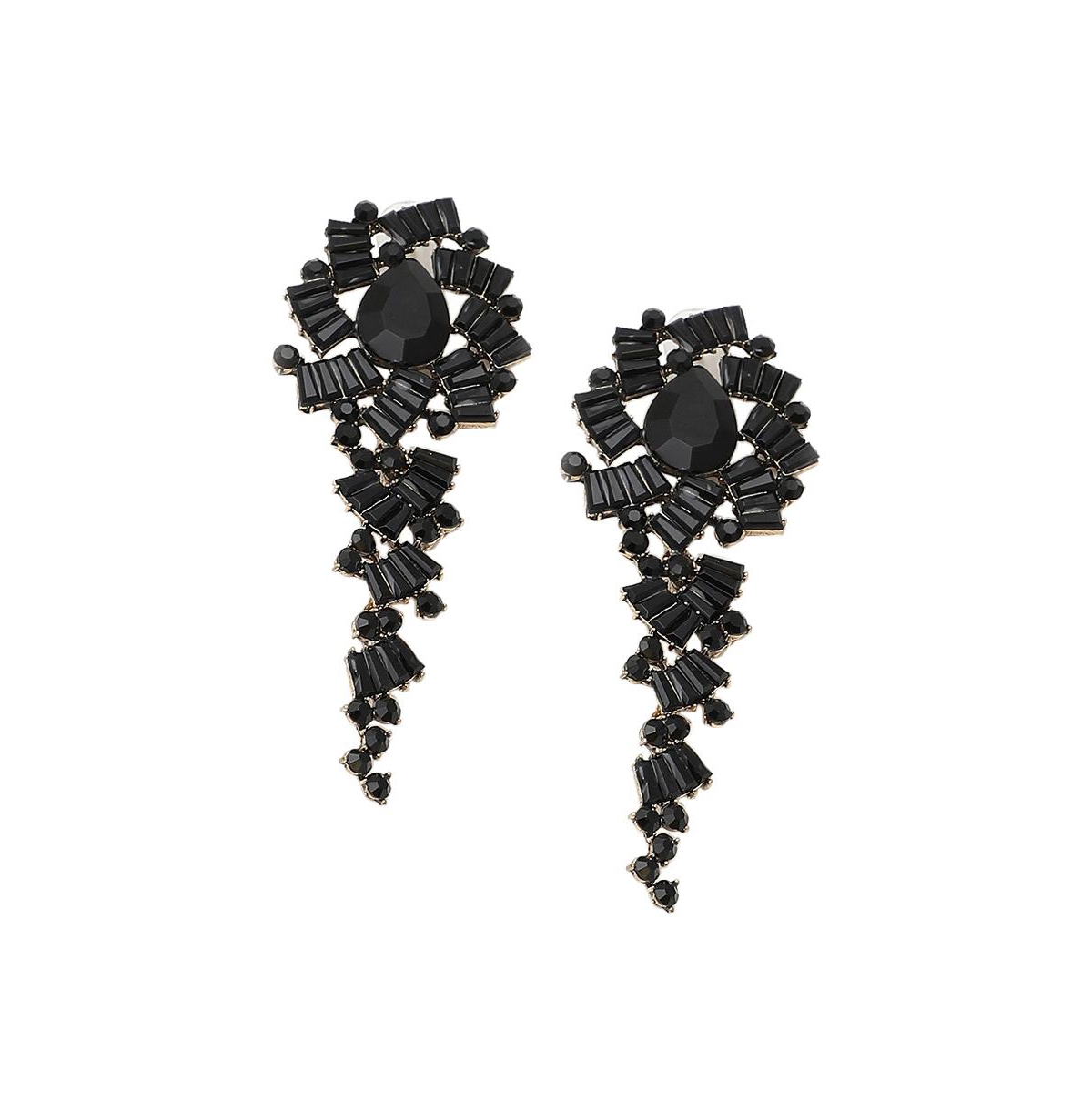 Click here for Sohi Womens Crystal Drop Earrings - Black prices