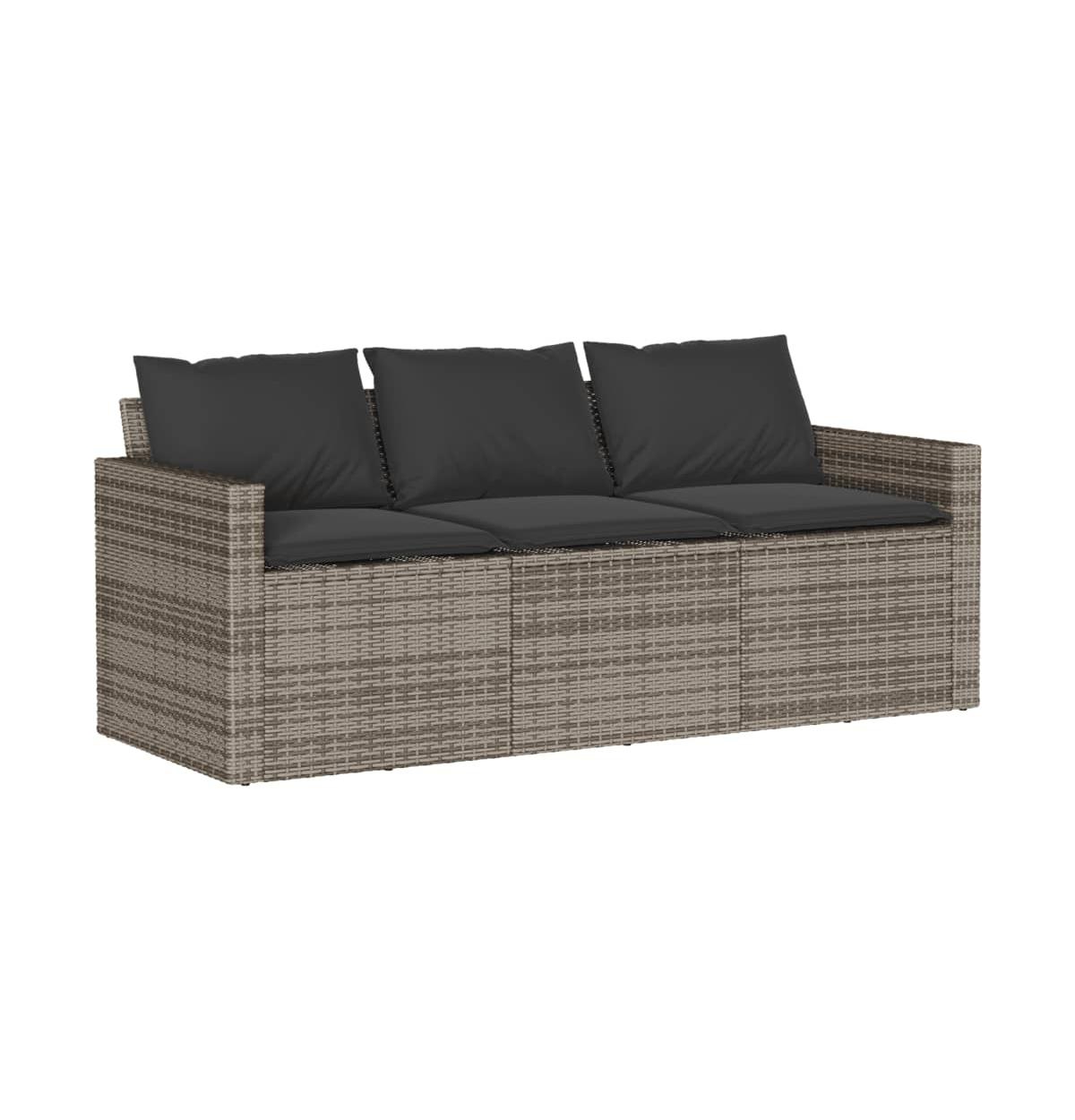 Click here for Garden Sofa Gray Pe Rattan 3-Seater Uv-resistant m... prices
