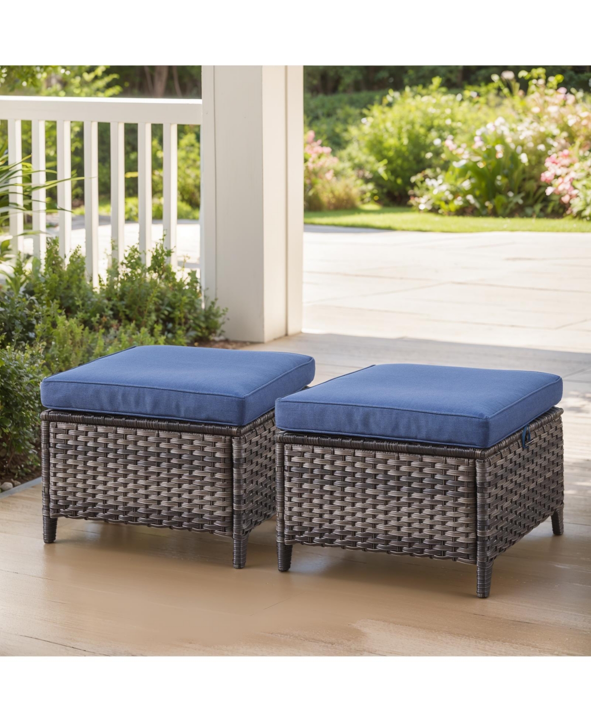 Click here for Gymojoy ArcLine Pe Wicker Outdoor Patio Ottoman wi... prices