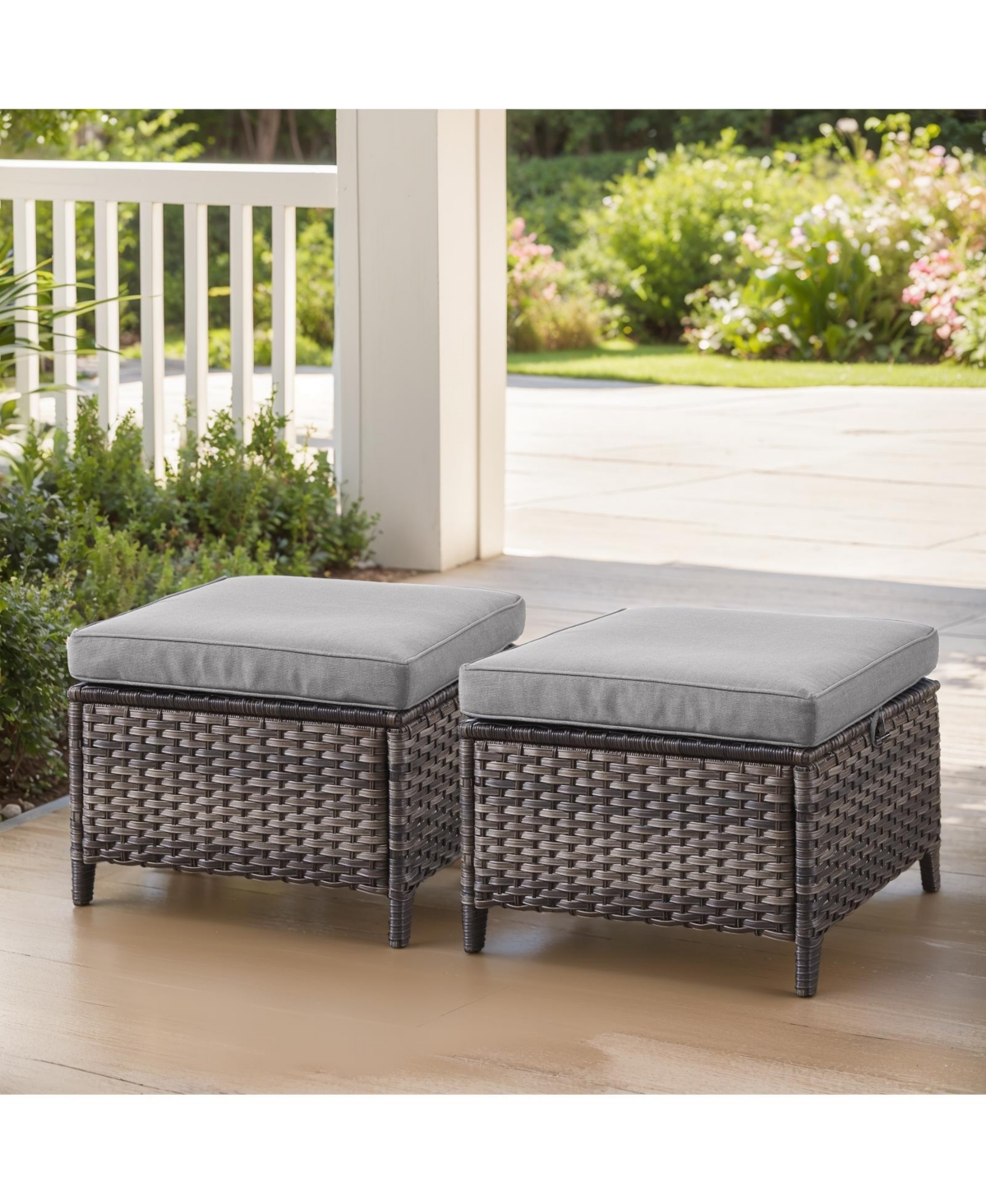 Click here for Gymojoy ArcLine Pe Wicker Outdoor Patio Ottoman wi... prices