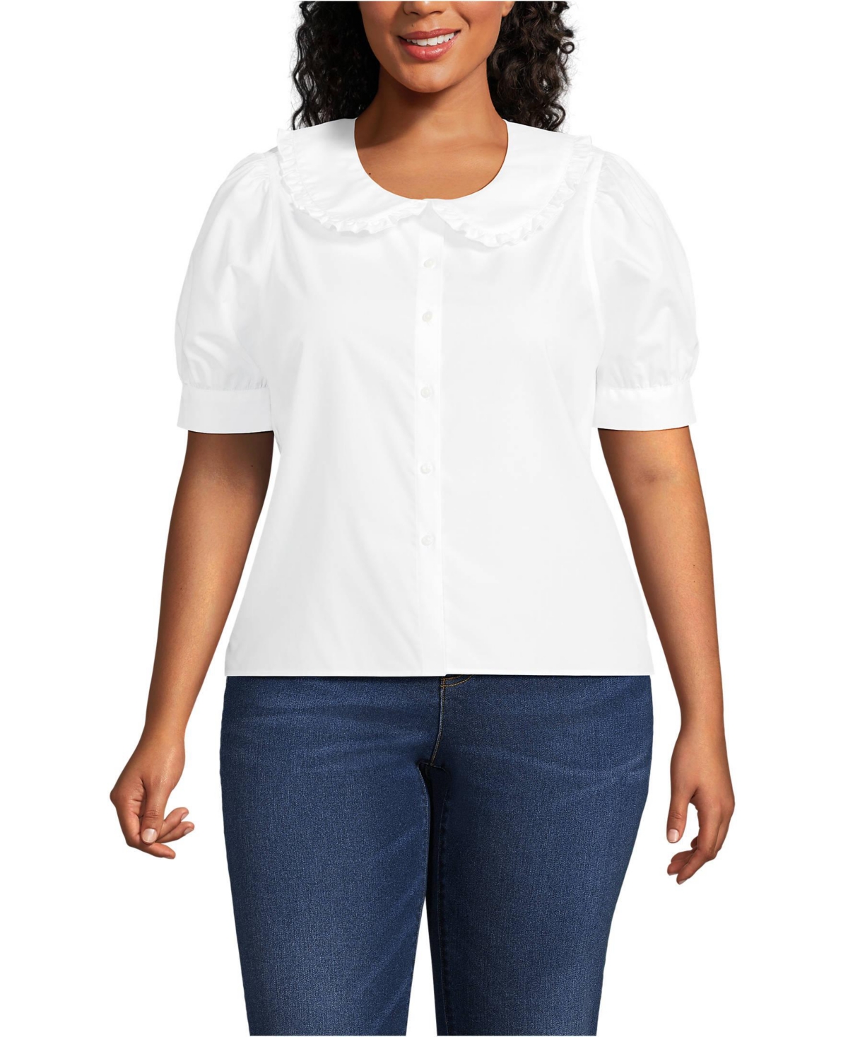 Click here for Lands End Plus Size Carefree Cotton Puff Sleeve St... prices