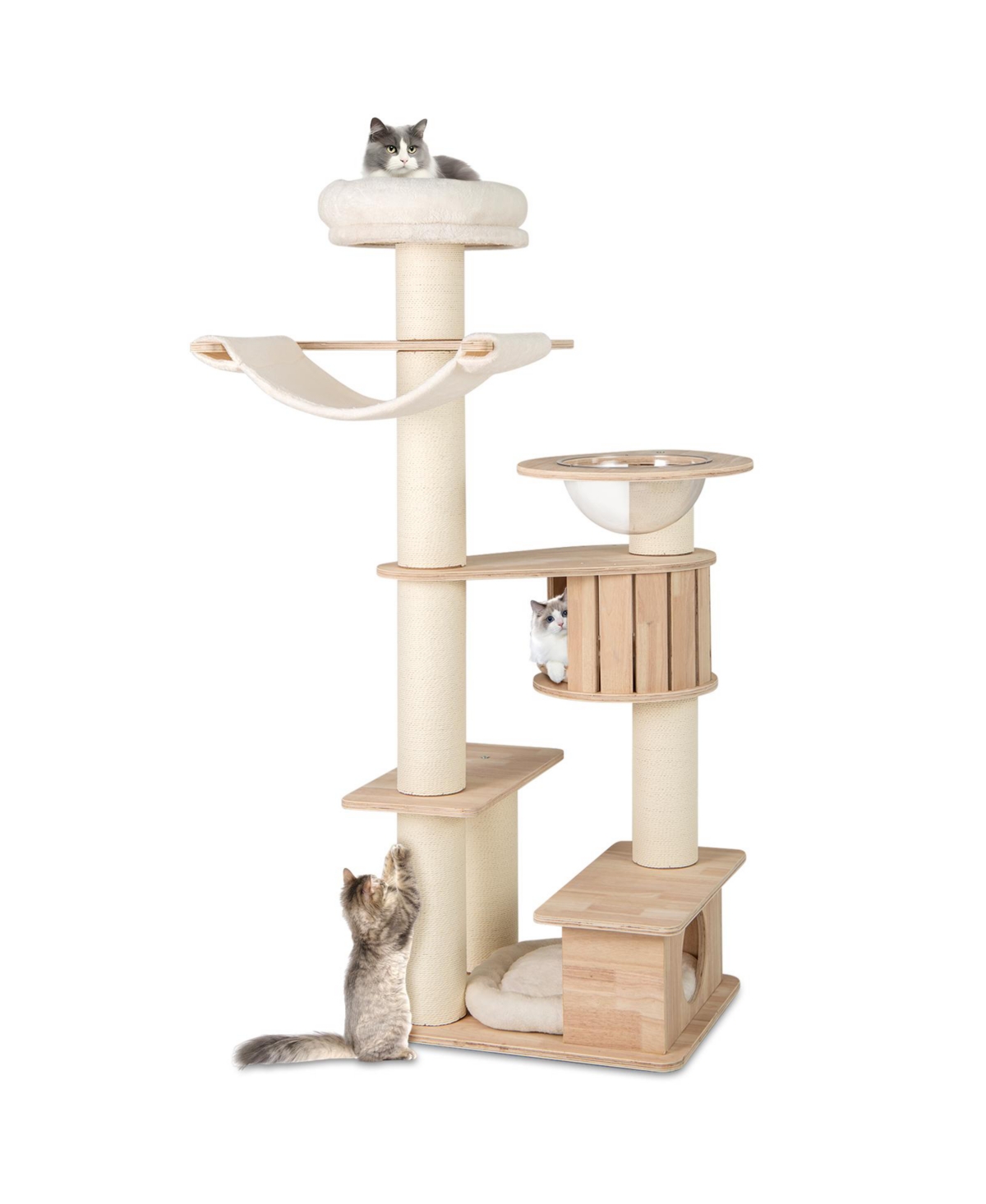 Click here for Gymax 69 Tall Cat Tree Wooden Kitten Tower w/ 2 Co... prices