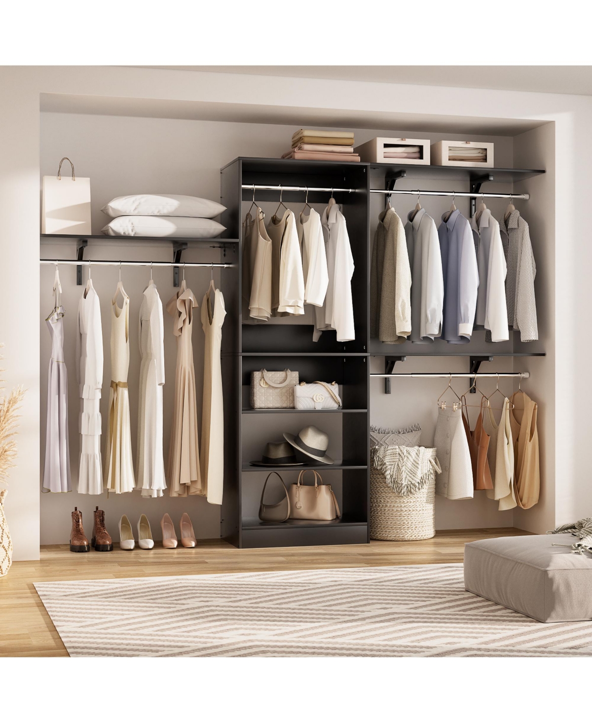 Click here for Aheaplus 20-96 W Closet System for Bedroom - Black prices