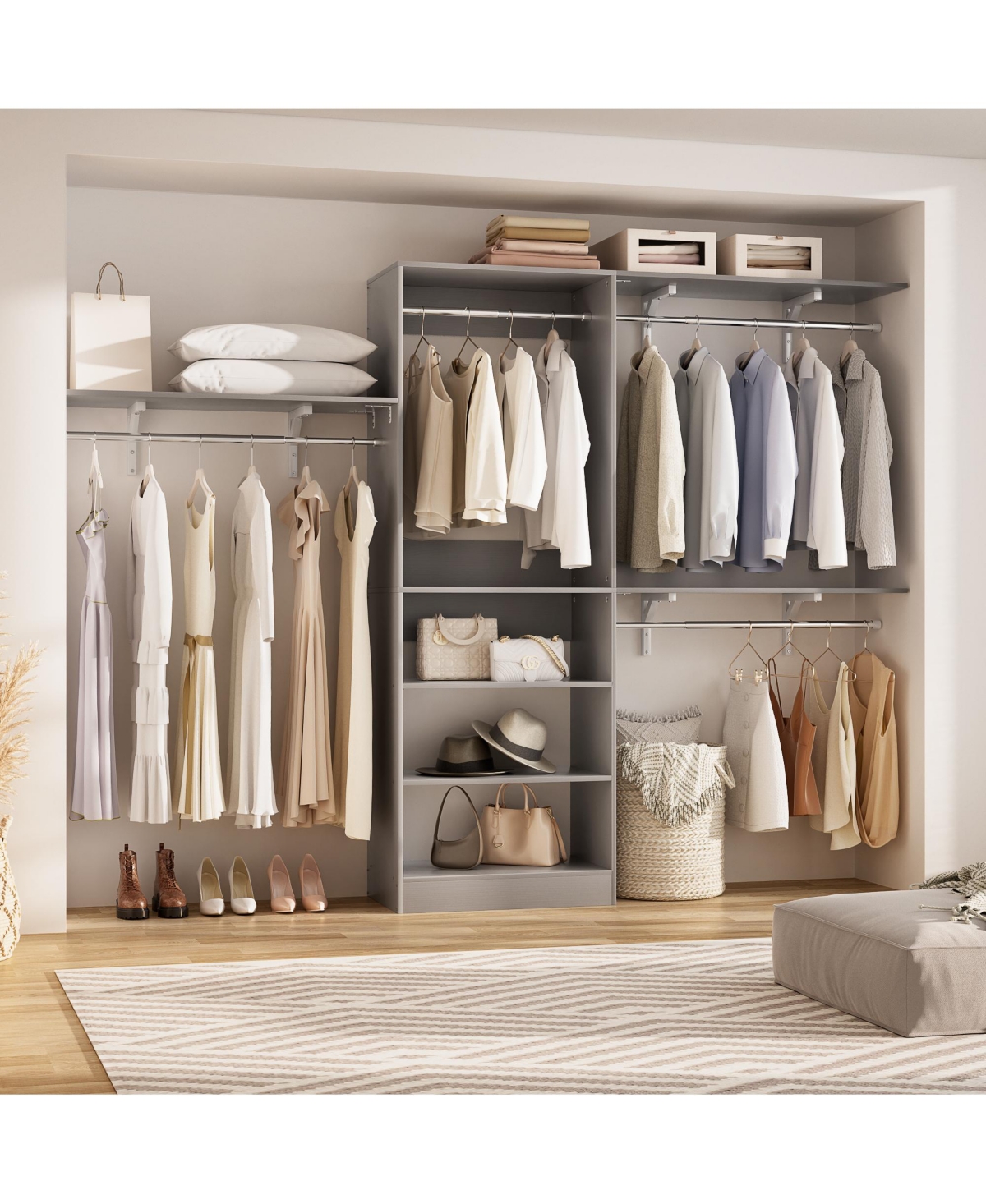 Click here for Aheaplus 20-96 W Closet System for Bedroom - Grey prices