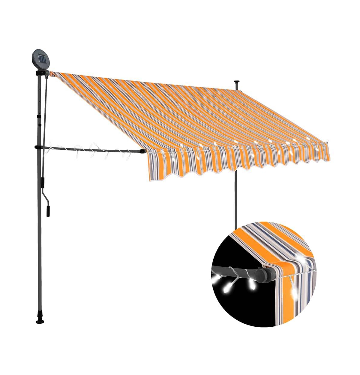 Click here for vidaXL Retractable Awning Yellow and Blue Polyeste... prices