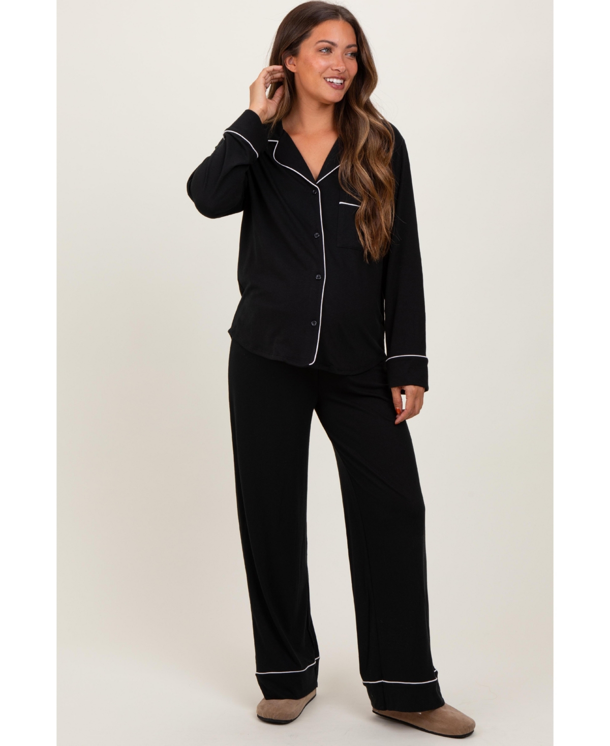 Click here for Pinkblush Maternity Black Button Down Top Wide Leg... prices