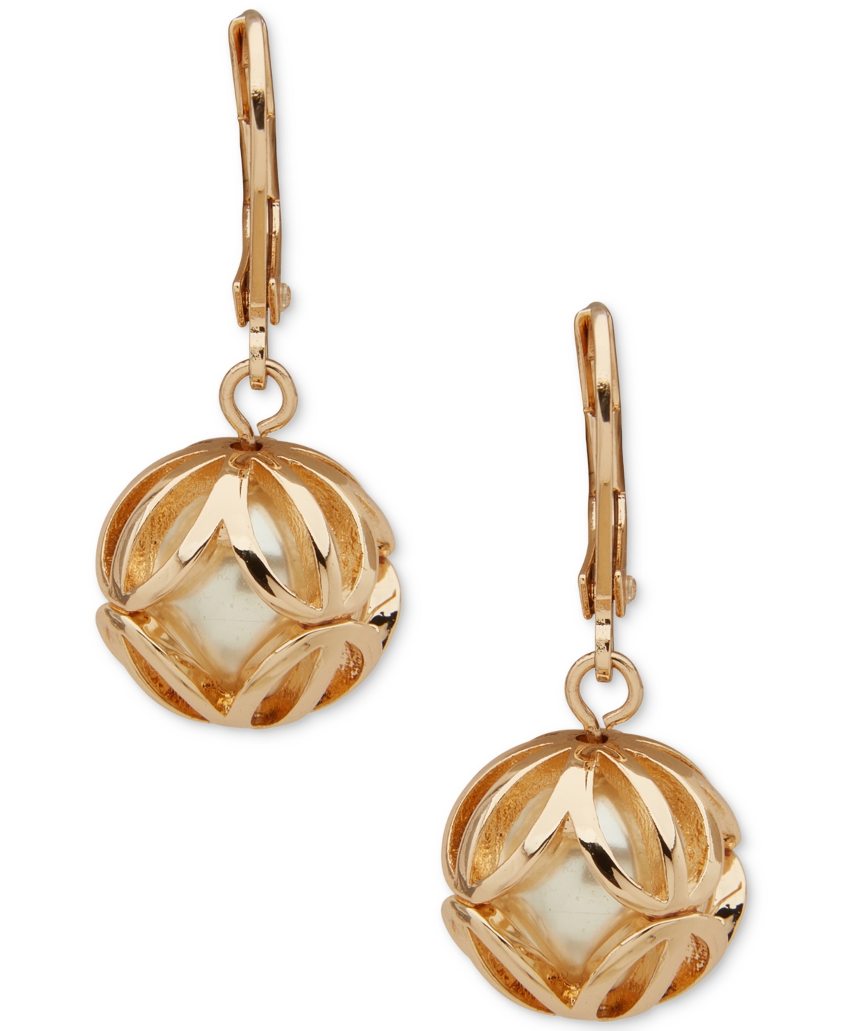 Click here for Anne Klein Imitation Pearl Caged Linear Drop Earri... prices