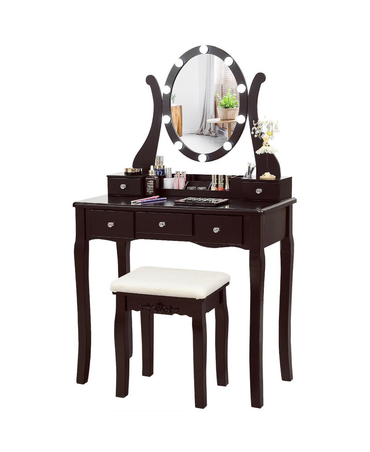 Click here for 10 Dimmable Lights Vanity Table Set with Lighted M... prices