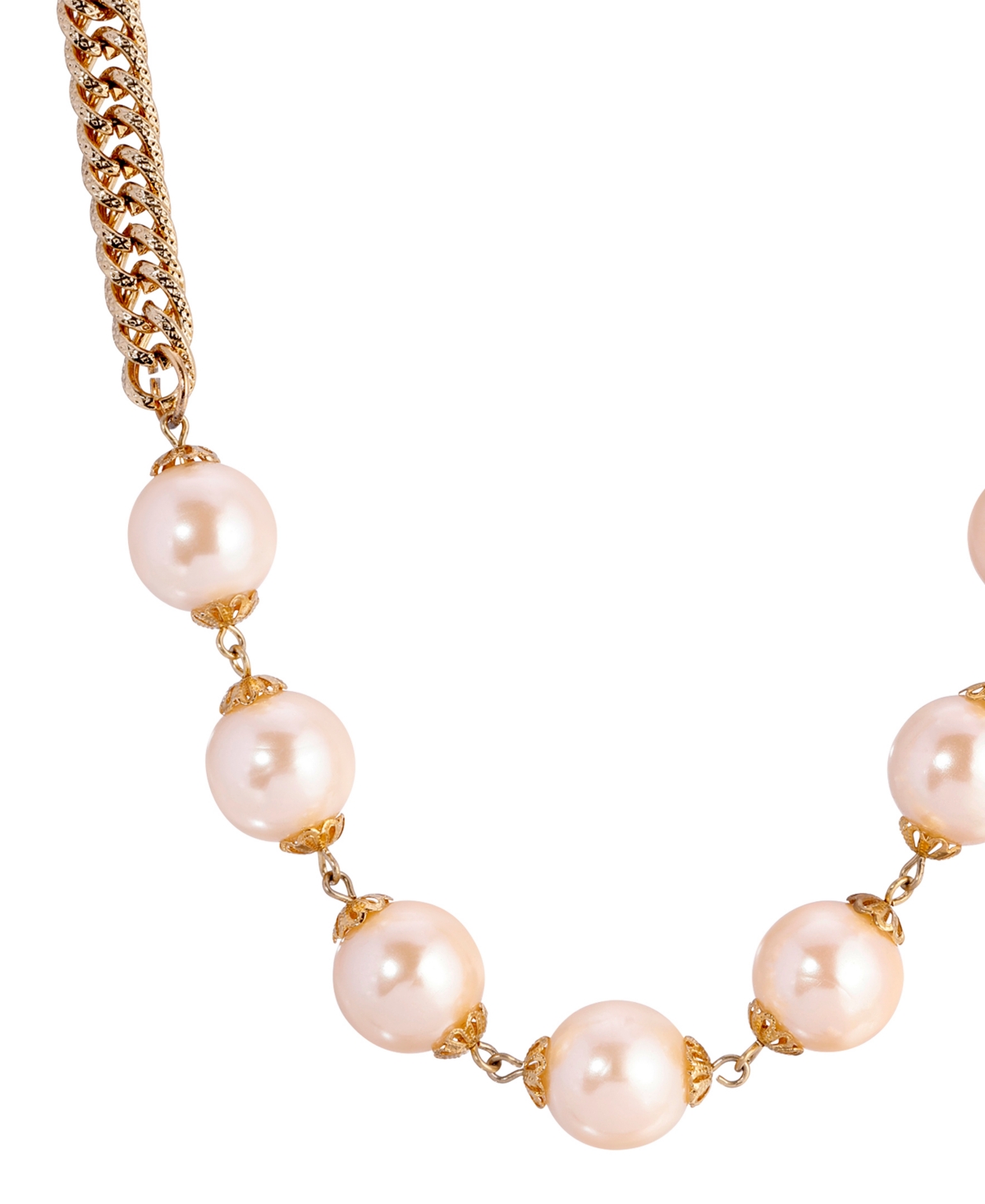 Click here for 2028 Gold Tone Round Bead Necklace - White prices