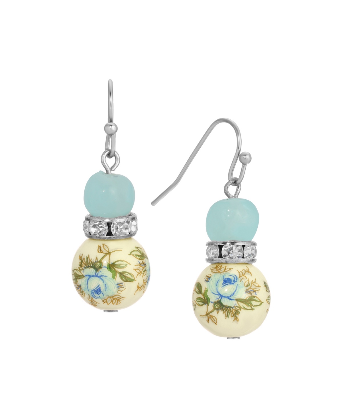 Click here for 2028 Blue Rose Bead Drop Earrings - Blue prices
