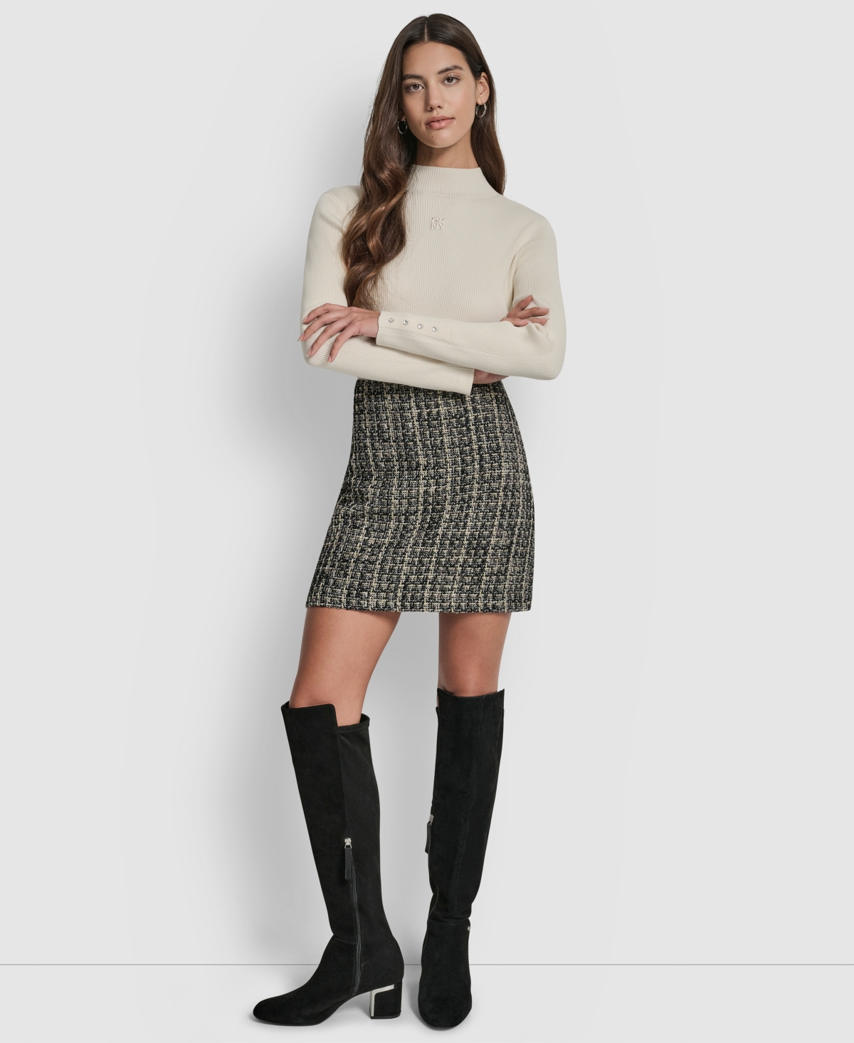 Click here for Dkny Jeans Womens Back Darts Mini Skirt - Gold Cro... prices