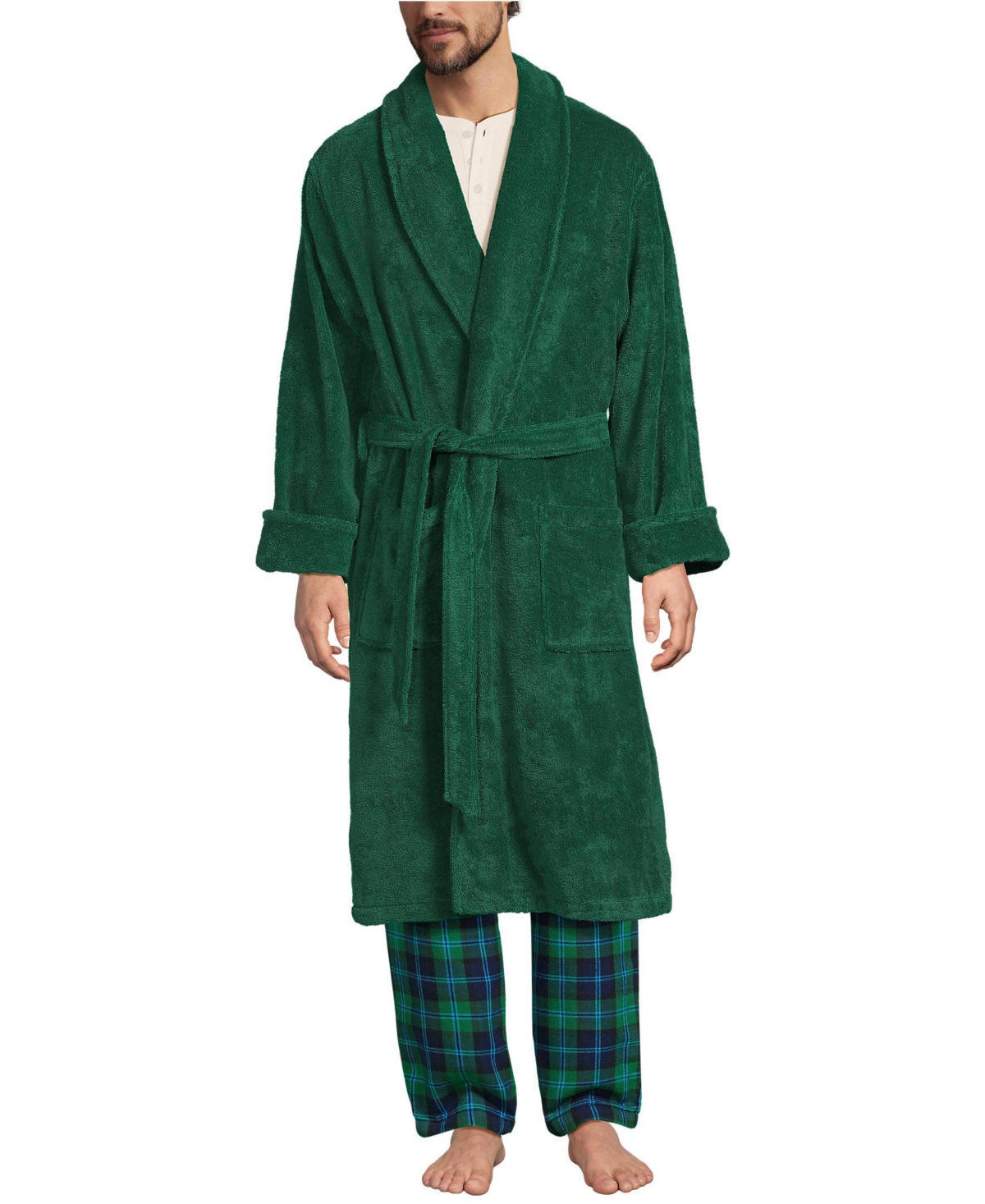 Click here for Lands End Mens Calf Length Turkish Terry Robe - Li... prices