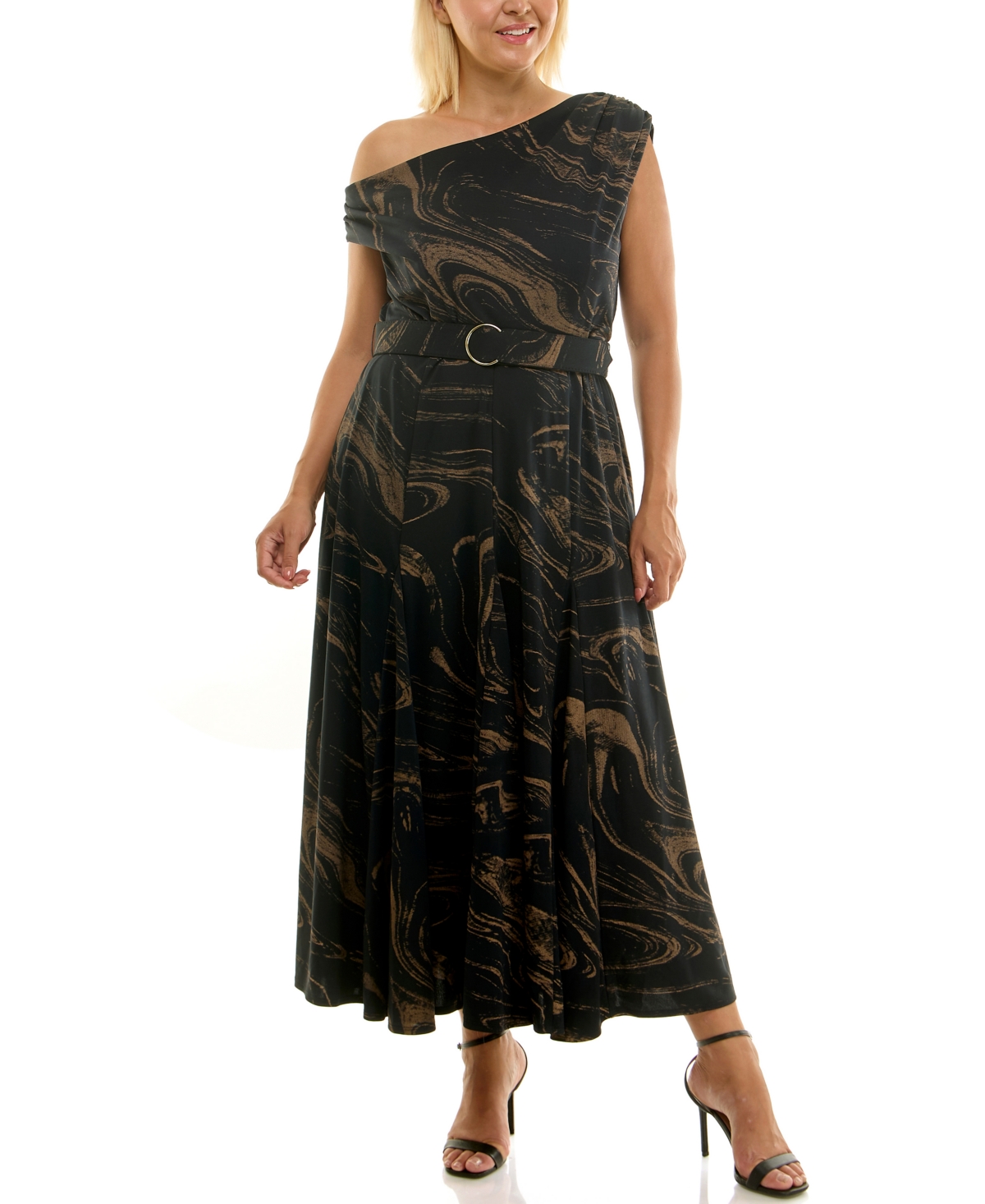 Click here for Taylor Plus Size Off-The-Shoulder Belted Maxi Dres... prices