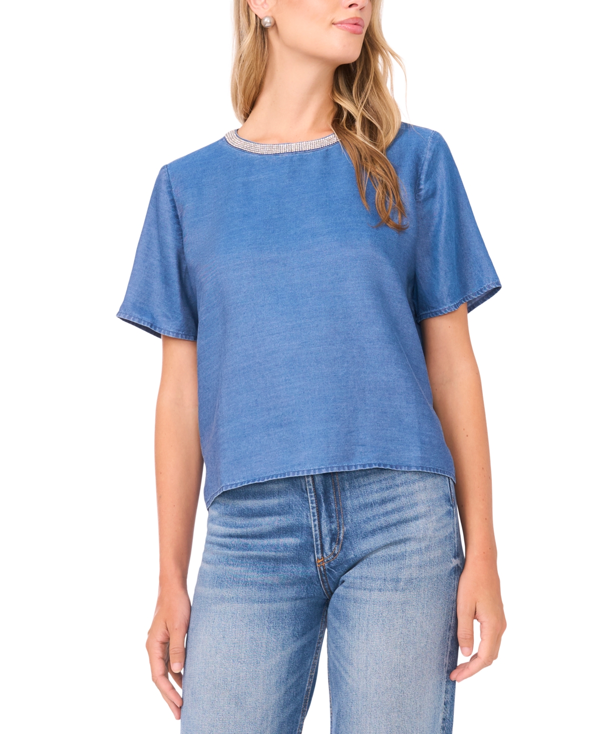 Click here for Vince Camuto Womens Short Sleeve Crewneck Top - Ch... prices