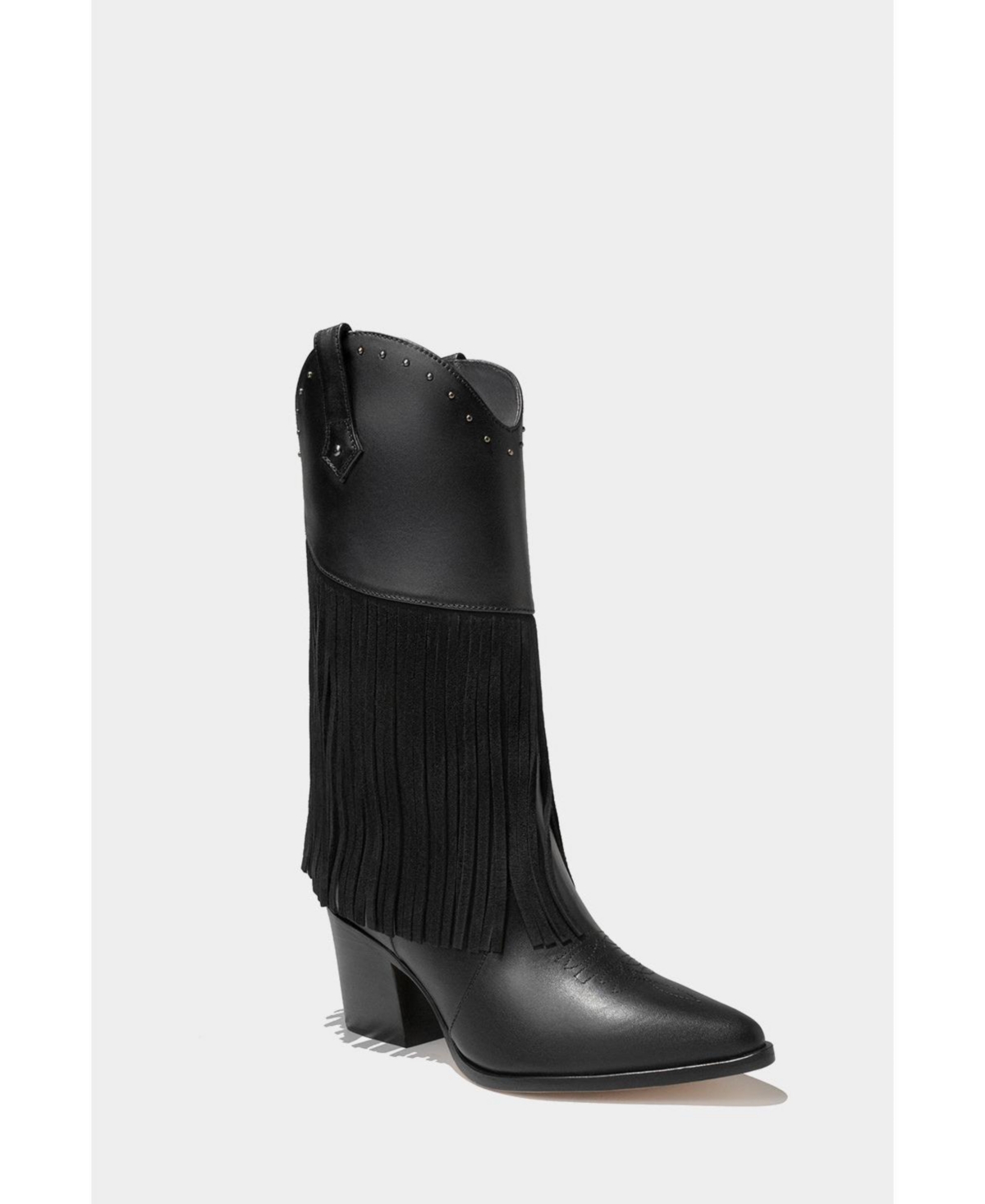 Click here for Leather Fringe Boots Feelings By Dante - Black prices