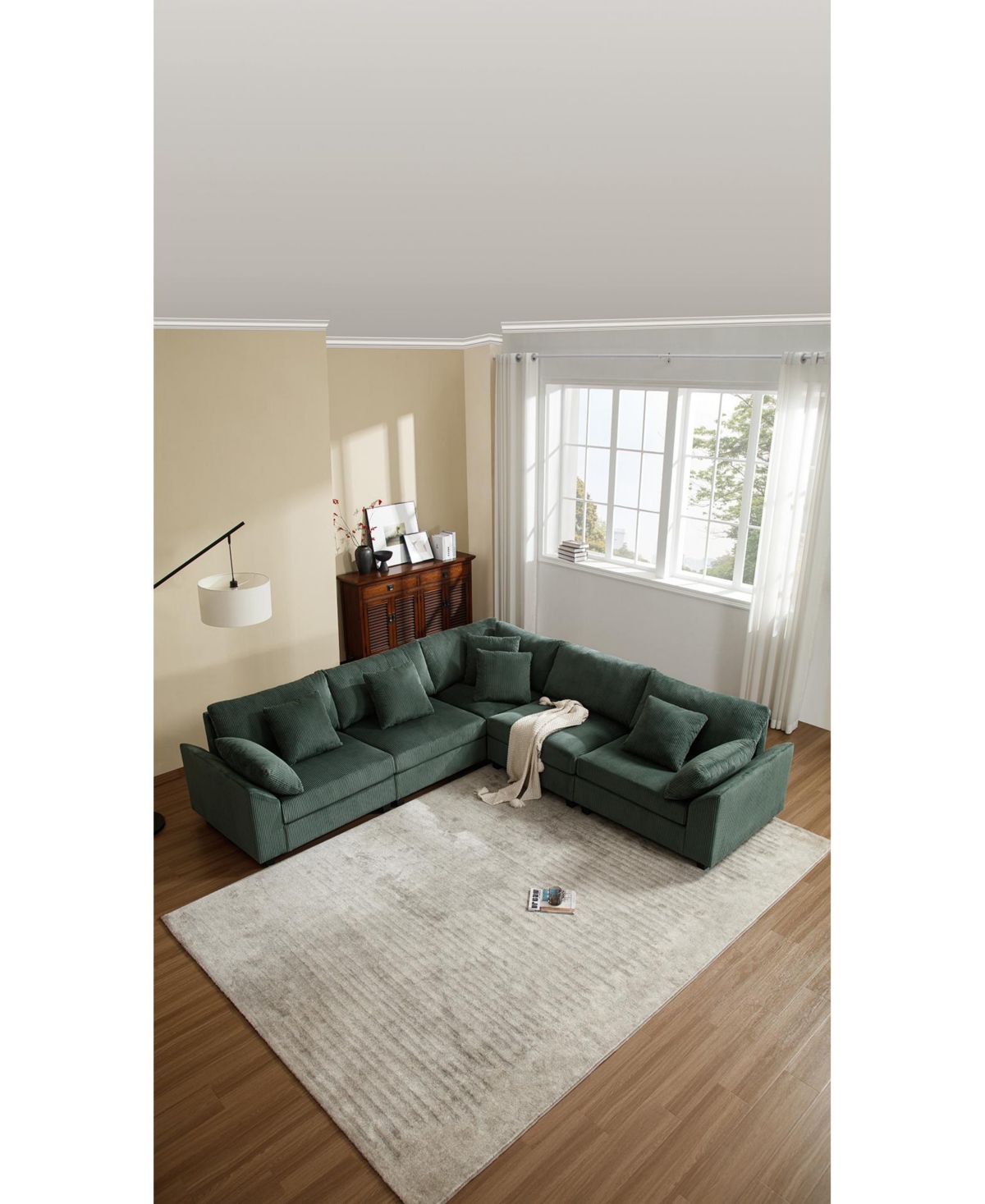 Click here for 115" W Corduroy Oversized Sectional Sofa Couc... prices