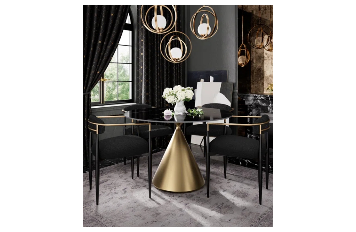 Click here for Morden Fort 47 Round Faux Marble Dining Set with 4... prices