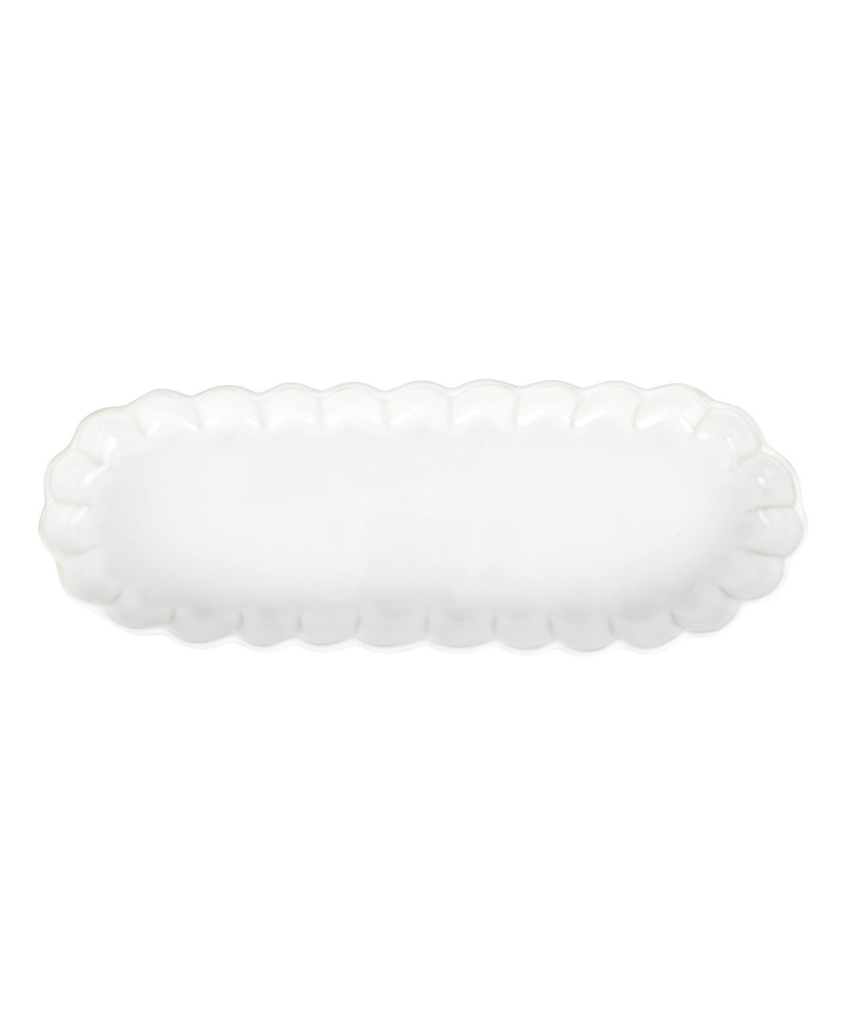 Click here for Vietri Incanto Stone White Ruffle Oval Tray - Whit... prices