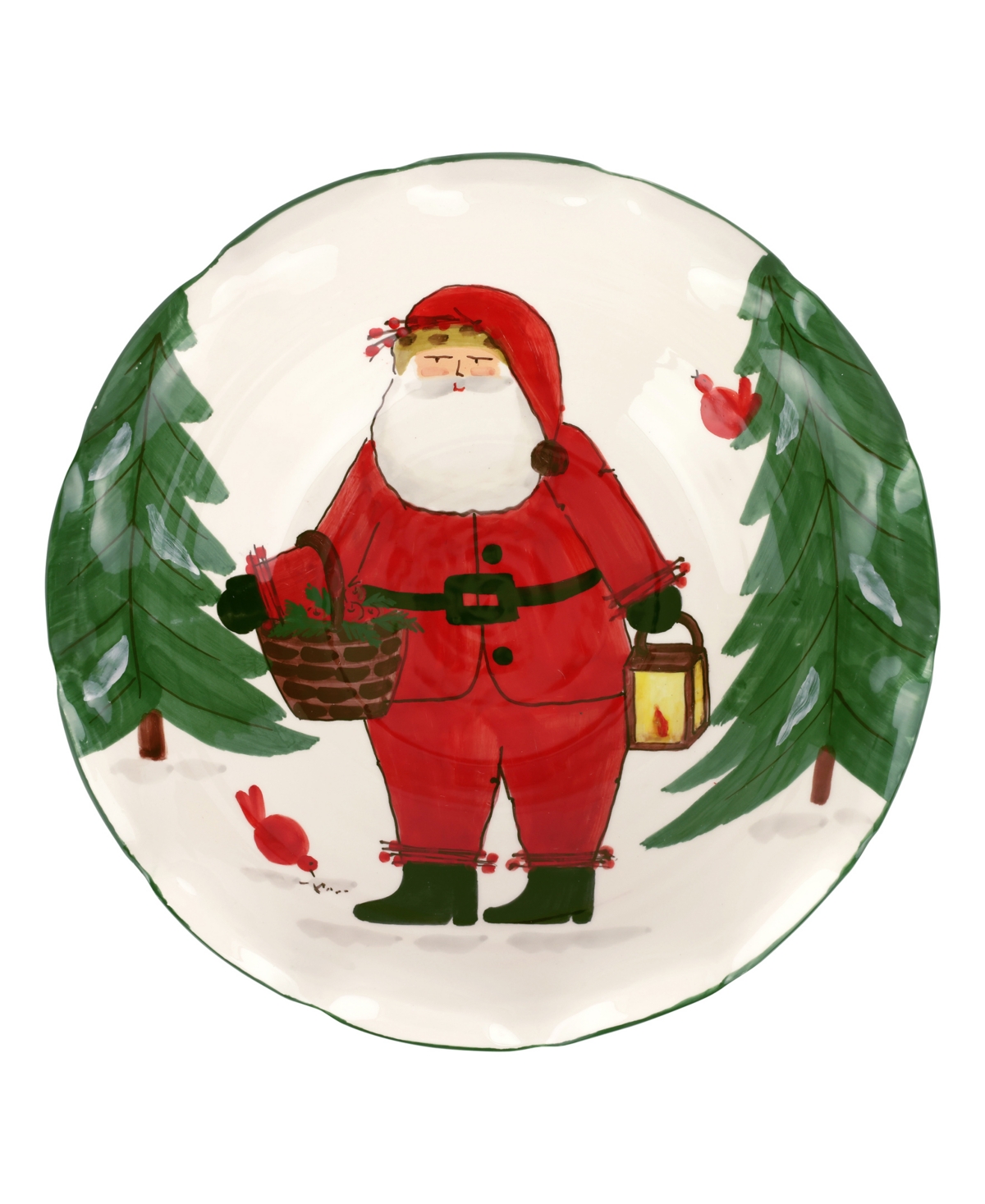 Click here for Vietri Old St. Nick Pedestal Fruit Bowl - Red prices