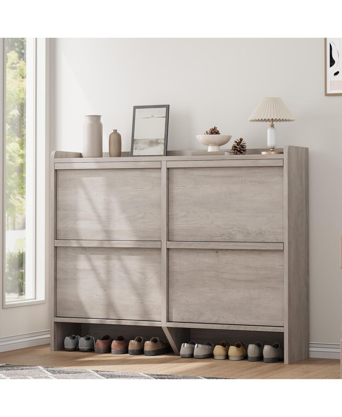 Click here for Shoe Cabinet with 4 Flip Drawers  Wooden Shoe Orga... prices