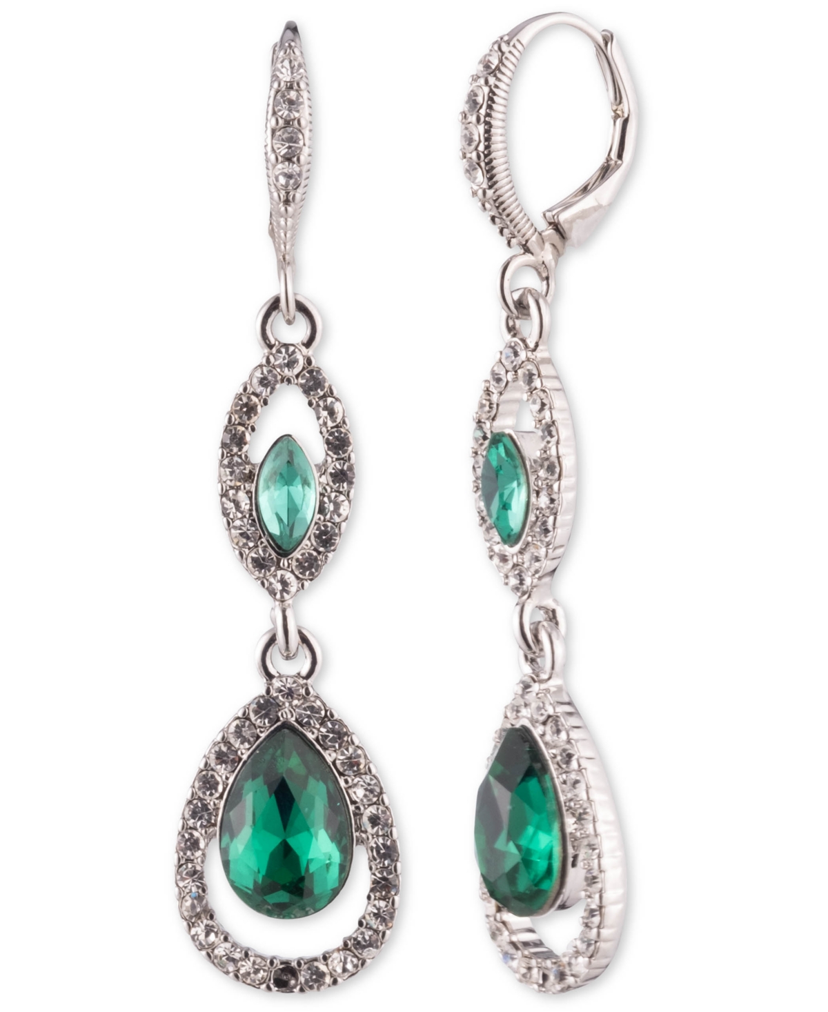 Click here for Givenchy Rhodium Emerald Silver-Tone Double Drop E... prices