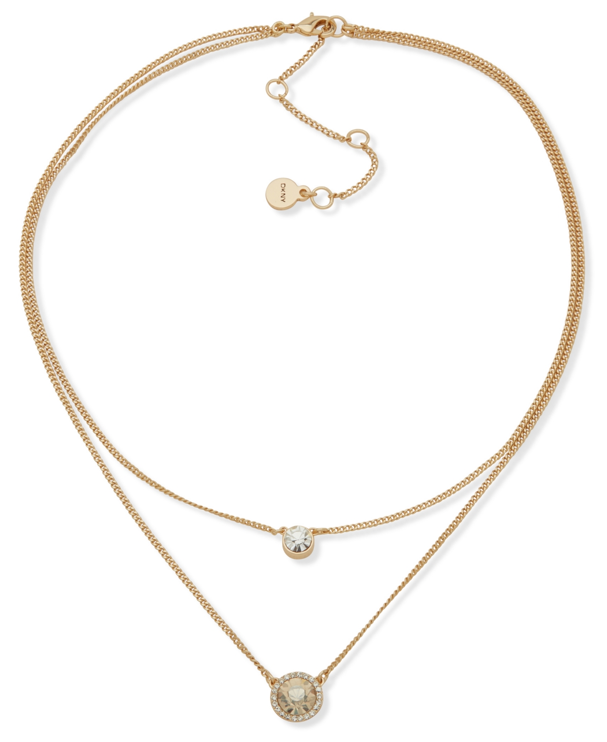 Click here for Dkny Emerald Gold-Tone 2-Row Pendant Necklace - Go... prices