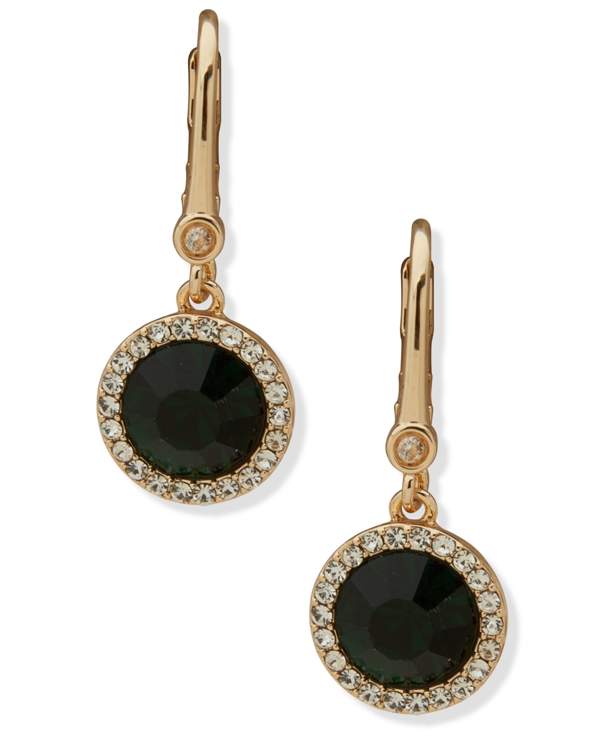 Click here for Dkny Glass Inlay Stone Gold-Tone Drop Earrings - G... prices