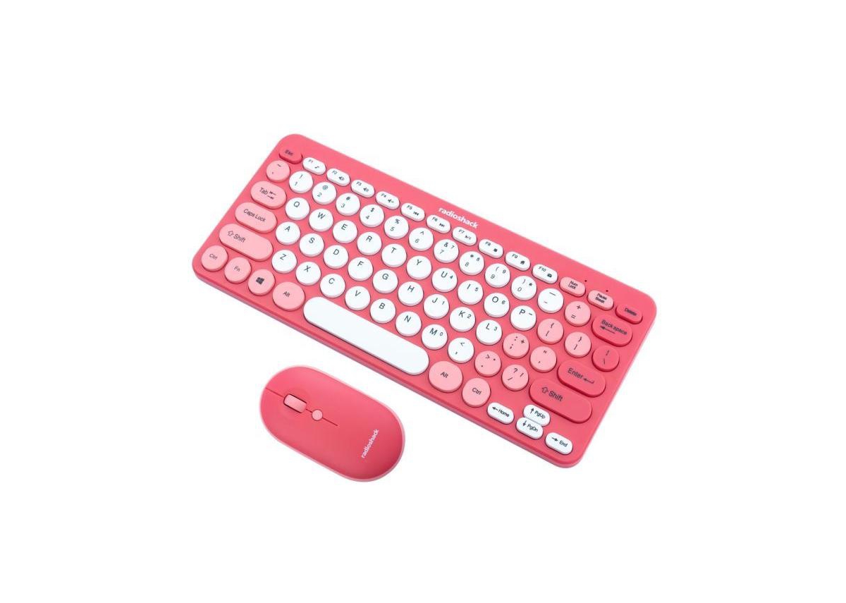 RadioShack 2.4G Wireless Keyboard and Mouse Combo  Quiet Typing  Ergonomic Design  Usb Nano Receiver  Plug-and-Play  Pink Pc Accessories
