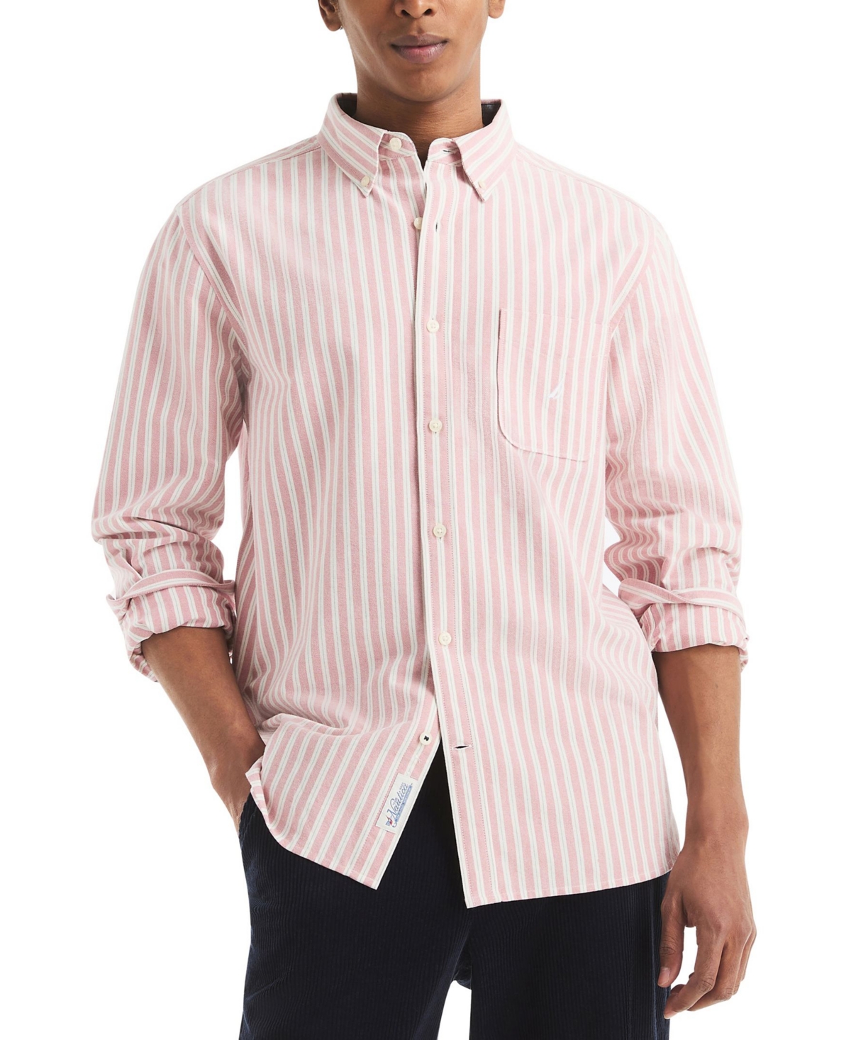 Click here for Nautica Mens Striped Oxford Long Sleeves Shirt - C... prices