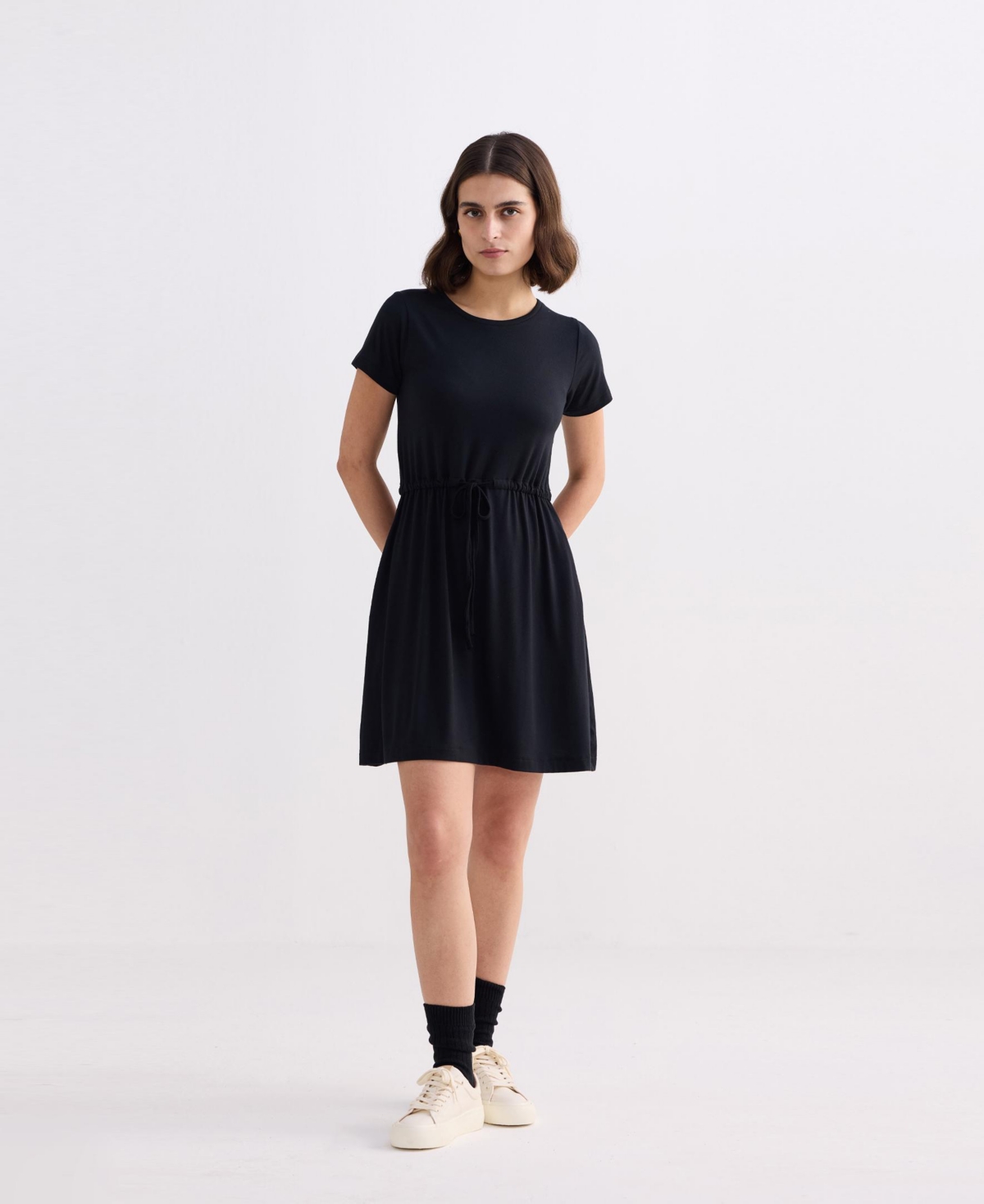 Click here for Reistor Womens Drawstring Short T-shirt Dress in B... prices
