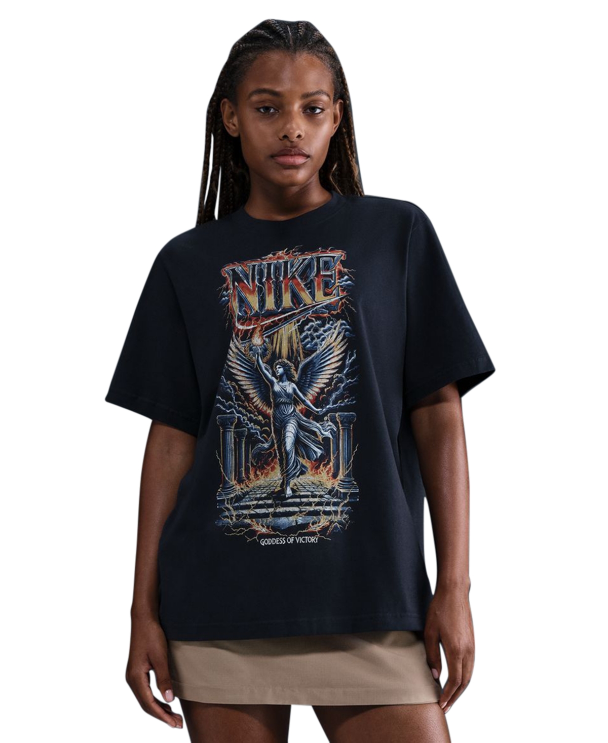 Click here for Nike Womens Loose Drop Shoulder T-Shirt - Off Noir prices