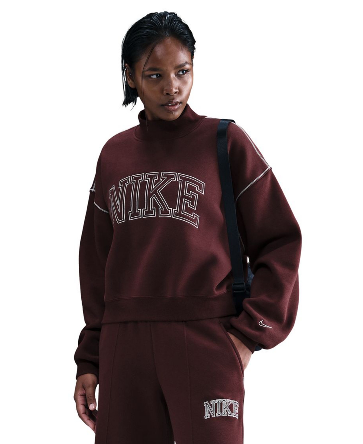 Click here for Nike Womens Phoenix Fleece Mock-Neck Sweatshirt -... prices