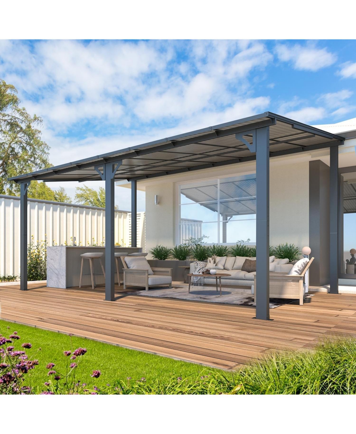 Click here for Aecojoy 16x10 Wall Mounted Gazebos Pergola - Black prices