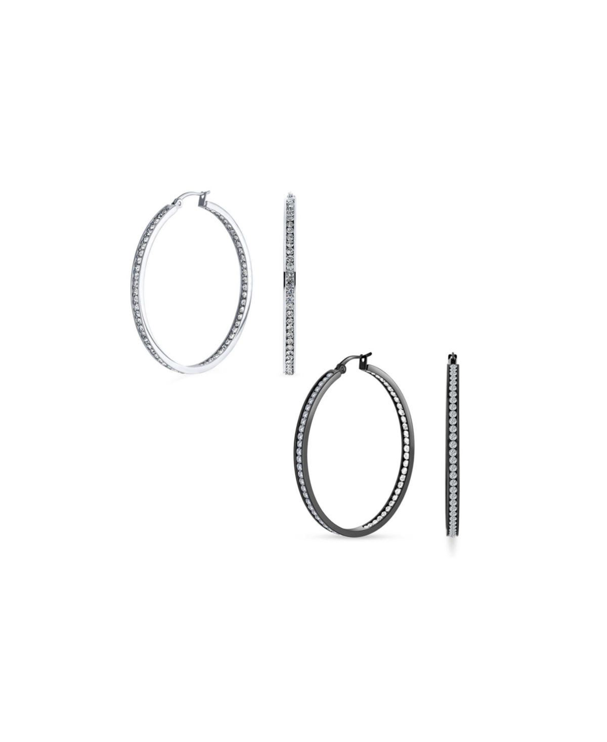 Click here for Bling Jewelry Set of 2 Round Channel Set Cz Hoop E... prices