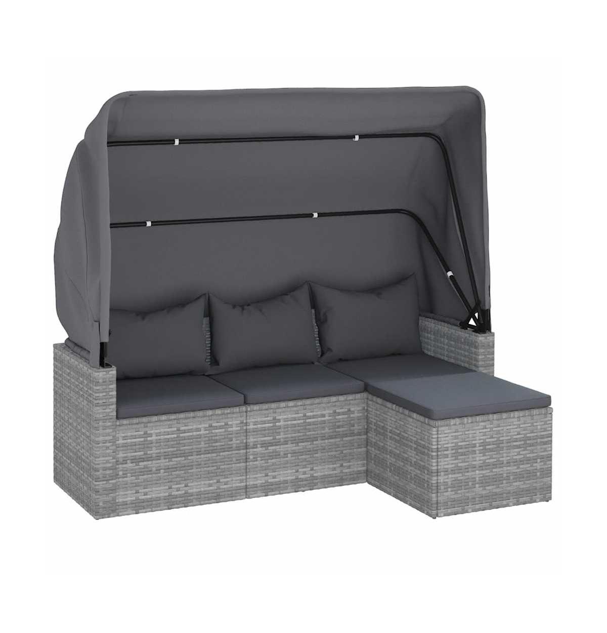 Click here for 3-Seater Garden Sofa Grey Pe Rattan 3 Seater Folda... prices