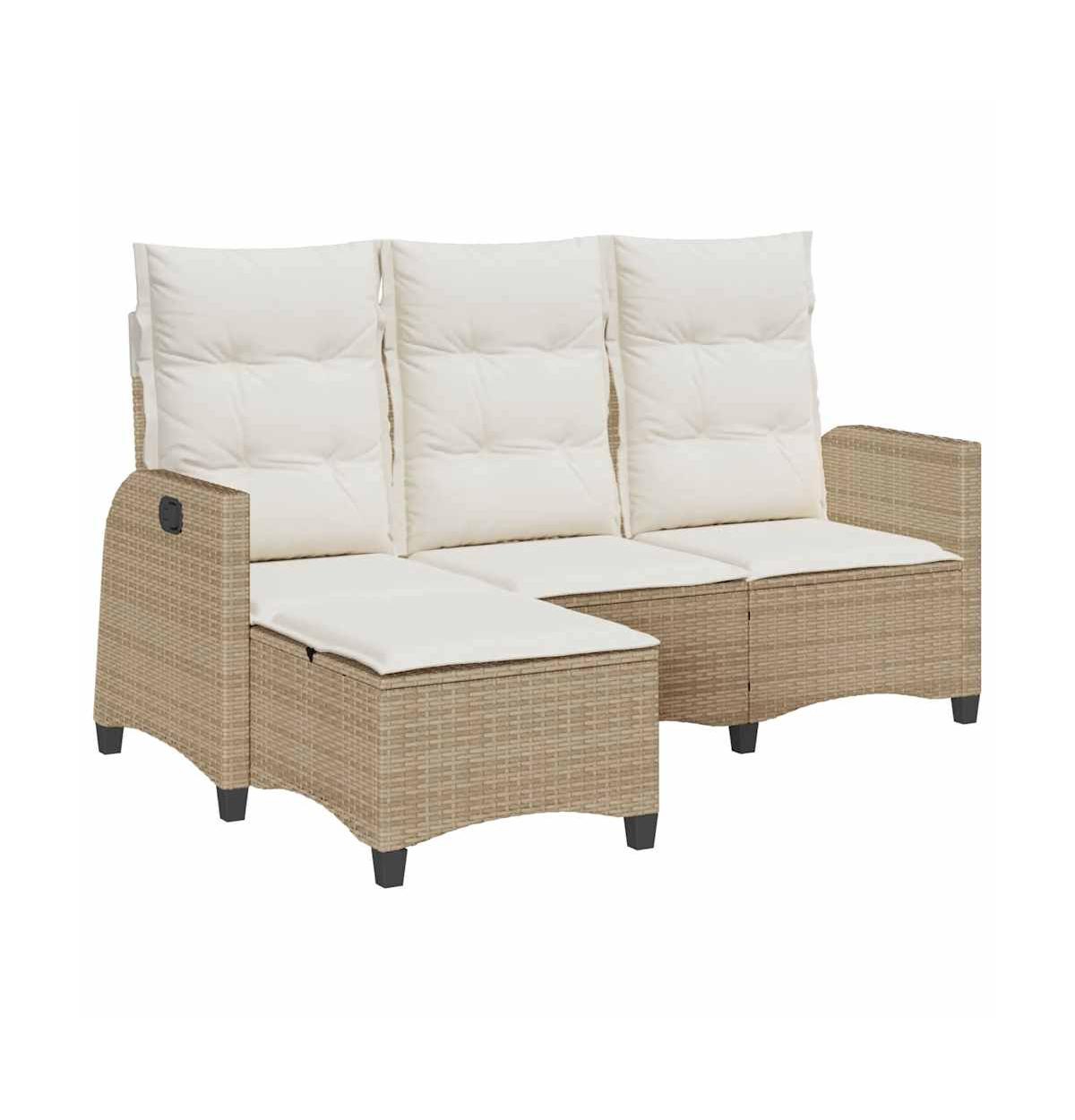 Click here for Reclining Garden Sofa Beige Pe Rattan Medium Adjus... prices