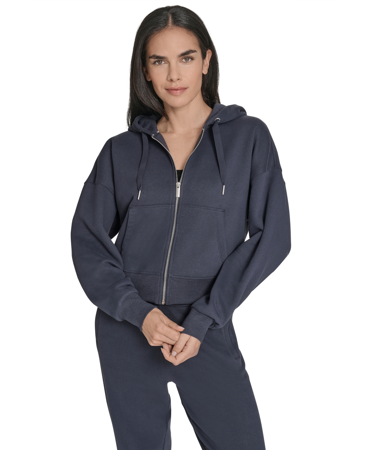 Click here for Calvin Klein Womens Fleece Crop Zip-Front Long-Sle... prices