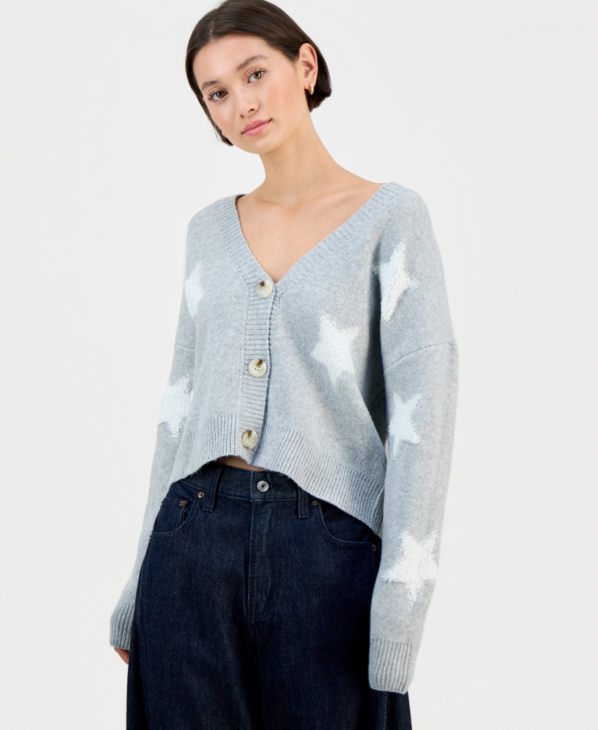 Click here for Ultra Flirt Juniors Novelty Three-Button Cardigan... prices