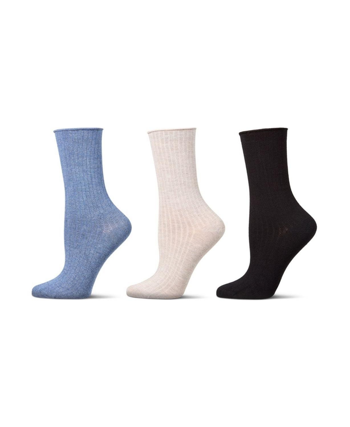 Click here for MeMoi Womens 3 Pair Silky-Soft Roll-Top Crew Socks... prices