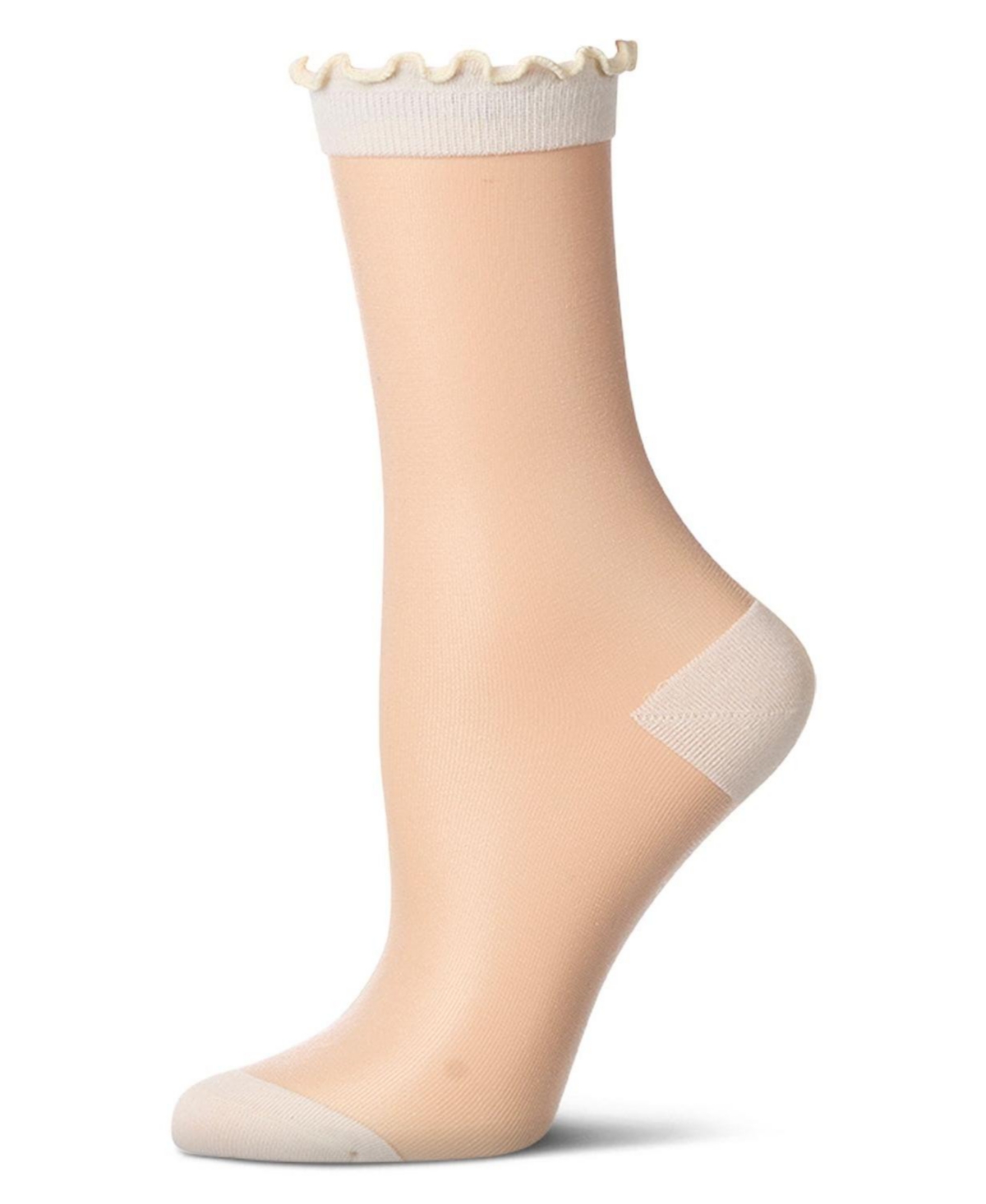 Click here for MeMoi Womens Lettuce-Edge Silky Sheer Crew Sock -... prices