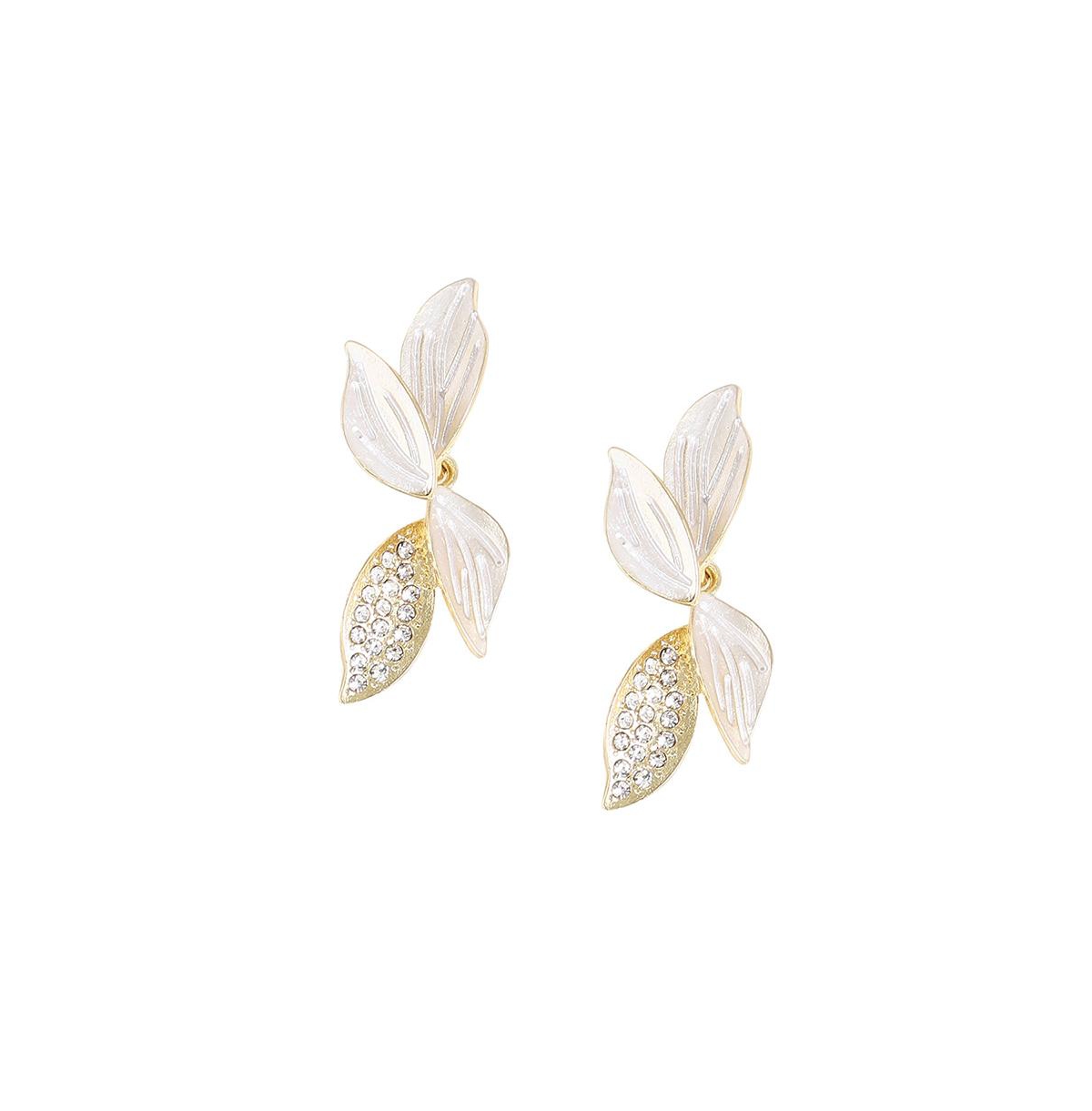 Click here for Sohi Womens Silver Flora Drop Earrings - White prices