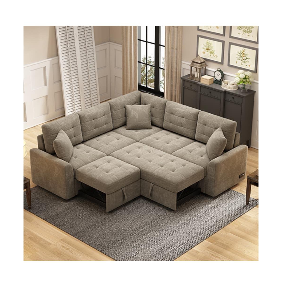 Click here for Maison Boucle 82.6 L-Shaped Pull Out Sleeper Sofa... prices