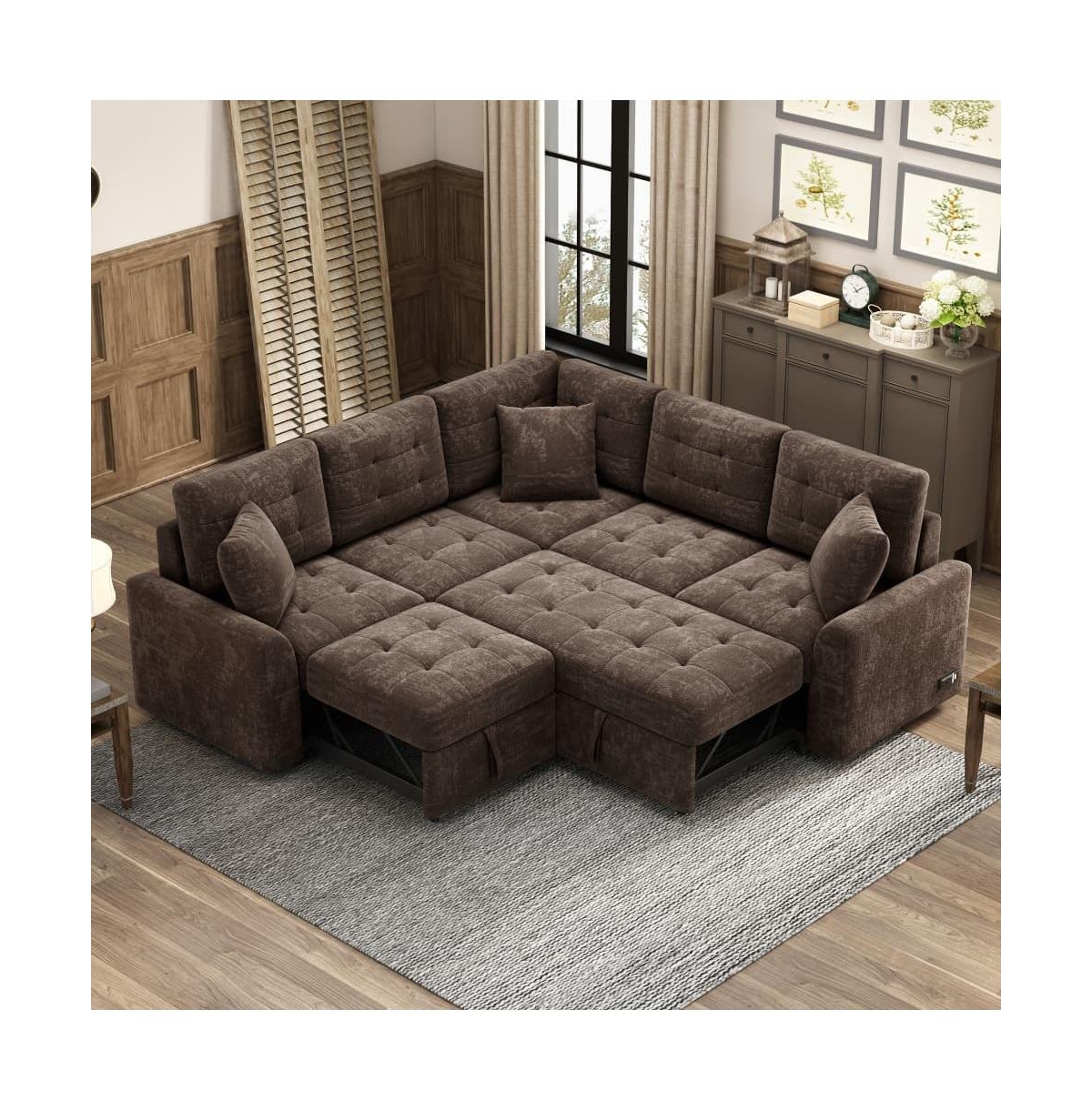 Click here for Maison Boucle 82.6 L-Shaped Pull Out Sleeper Sofa... prices