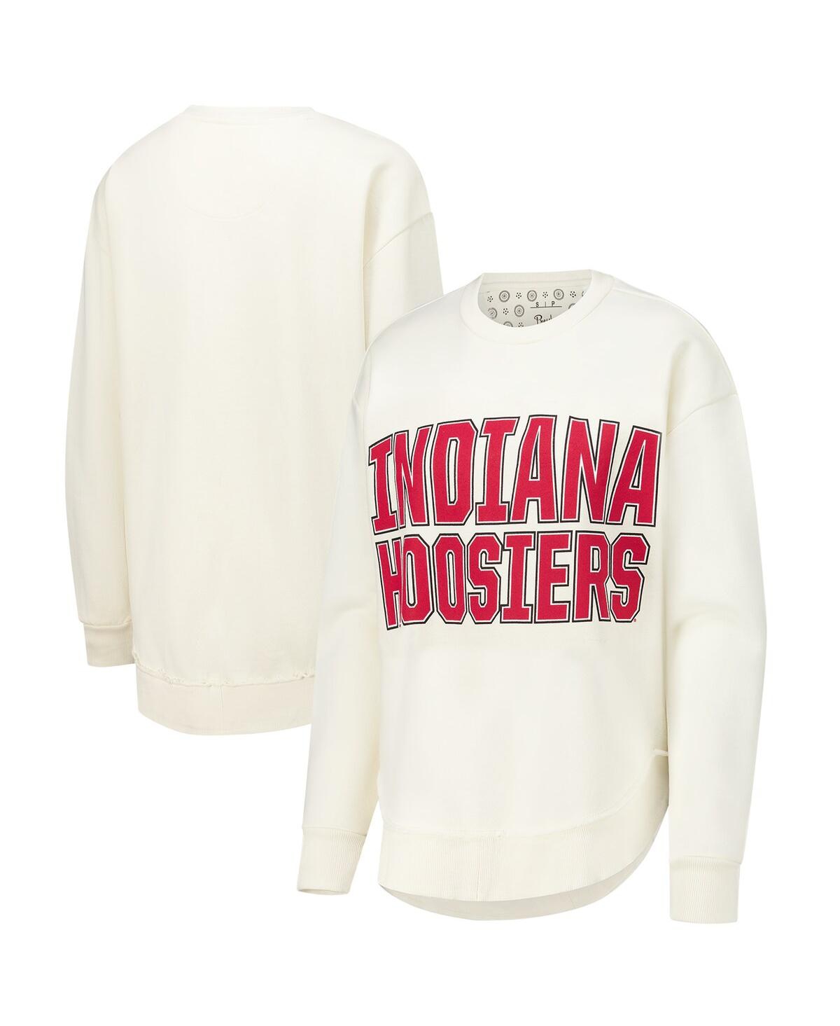 Click here for Pressbox Womens Cream Indiana Hoosiers Poncho Flee... prices