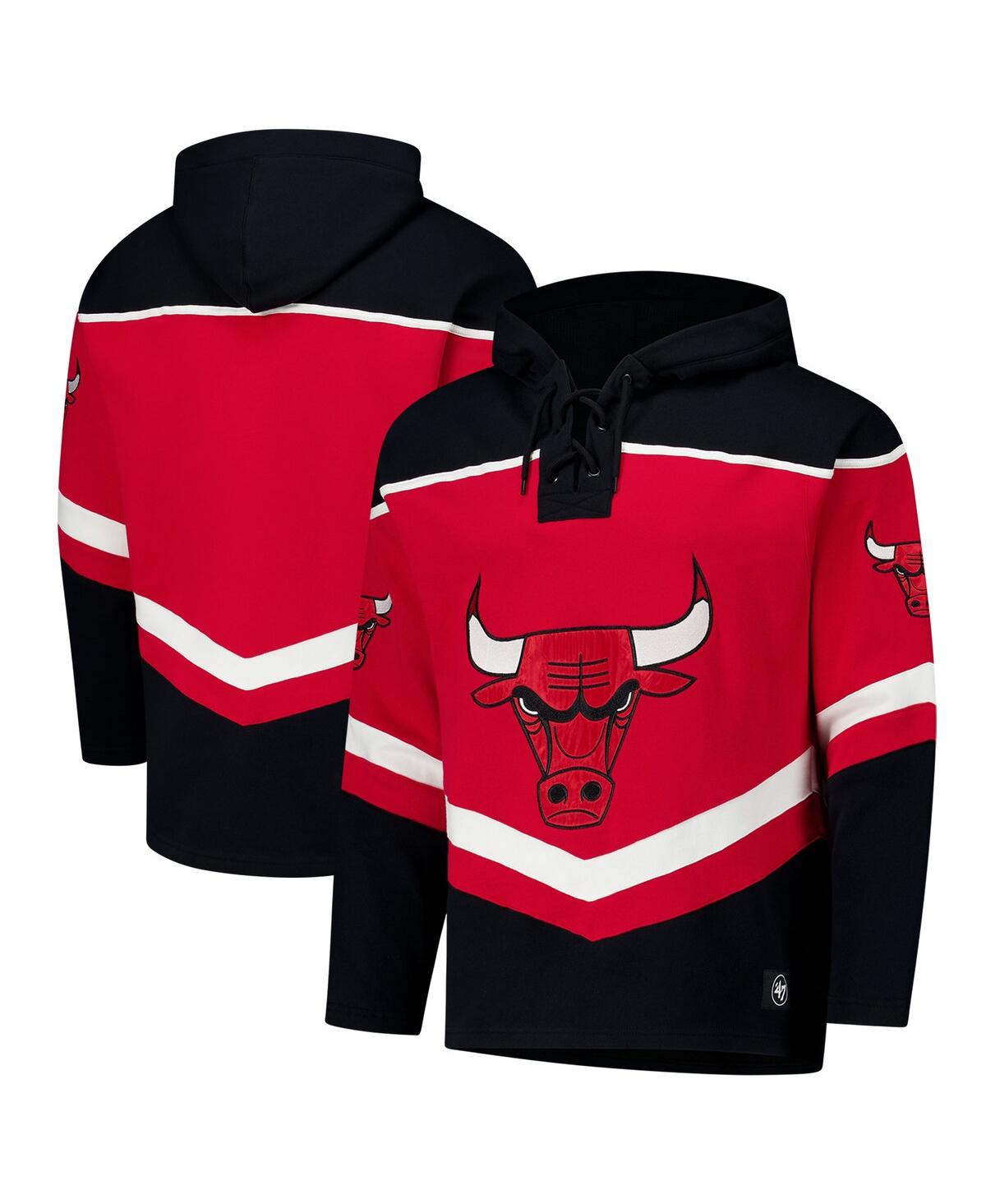 Click here for 47 Brand Mens Red Chicago Bulls Oversized Tri-Sati... prices