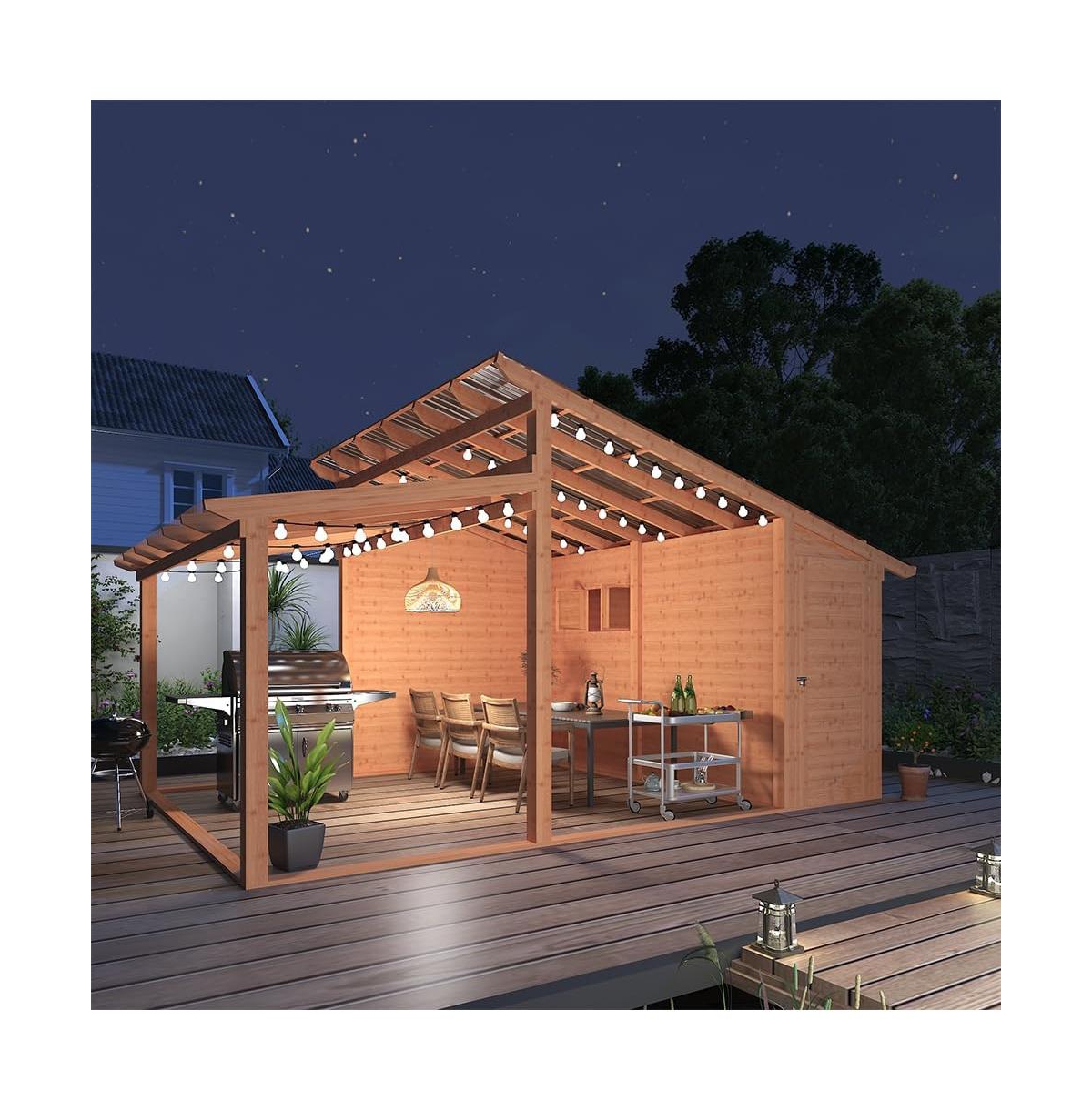 Click here for Aecojoy 20 x 12.5 Outdoor Wooden Gazebo with Stora... prices