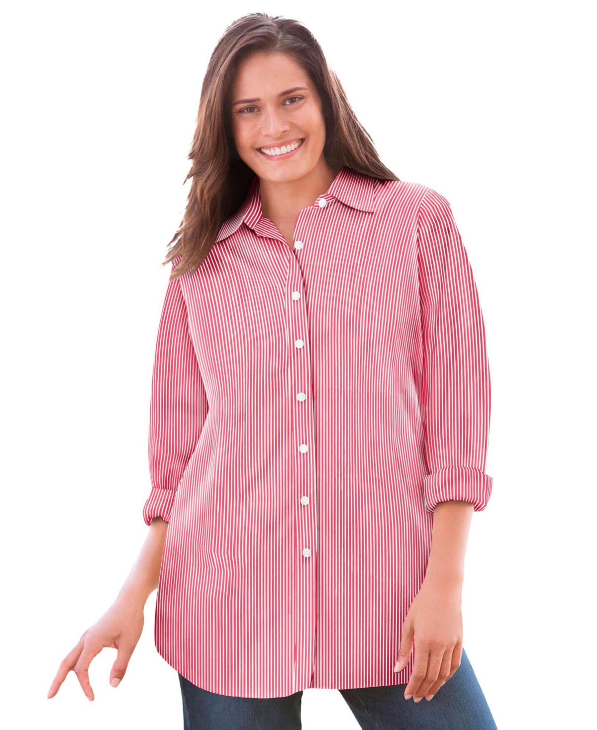 Click here for Woman Within Plus Size Perfect Long Sleeve Shirt -... prices