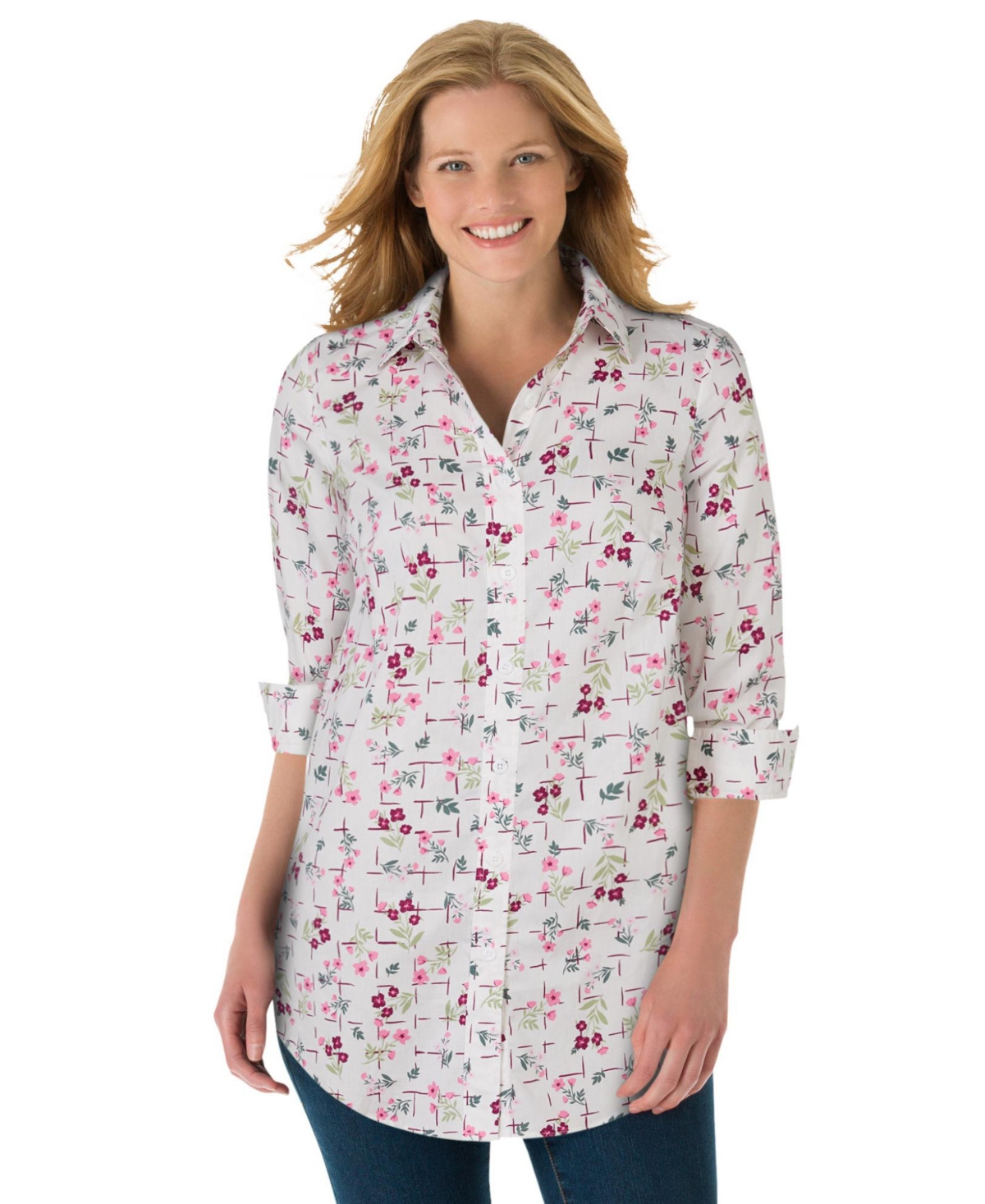 Click here for Woman Within Plus Size Perfect Long Sleeve Shirt -... prices