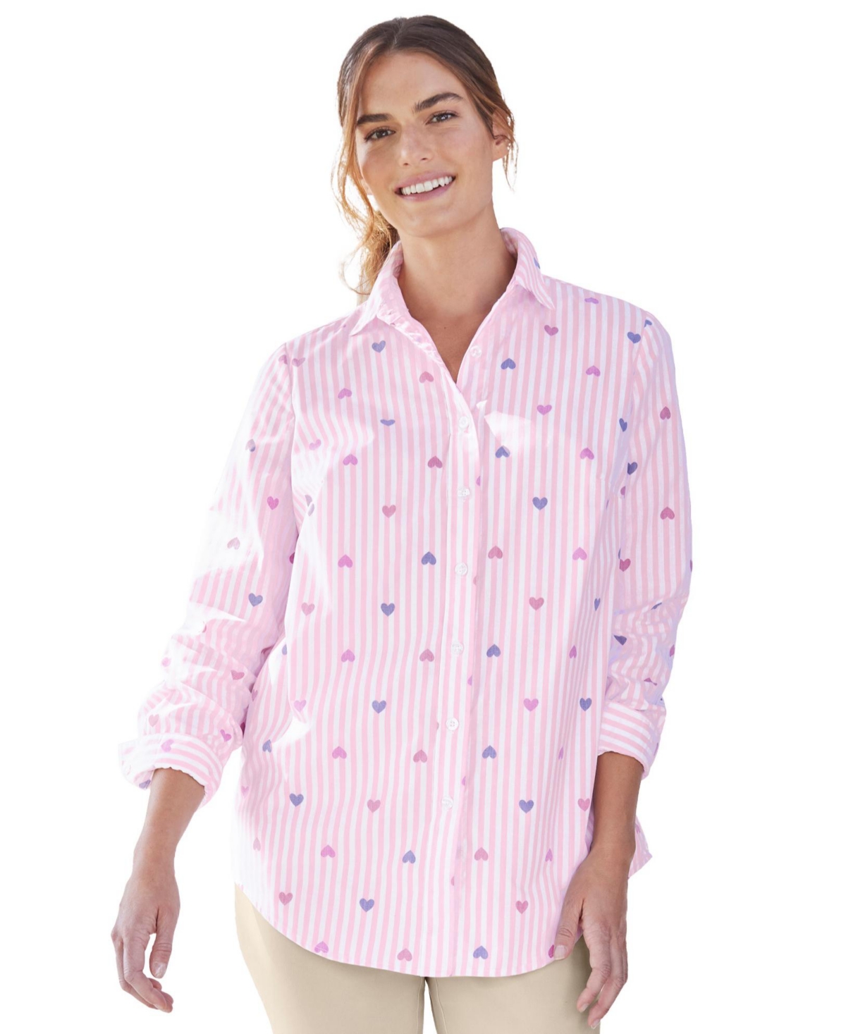 Click here for Woman Within Plus Size Perfect Long Sleeve Shirt -... prices